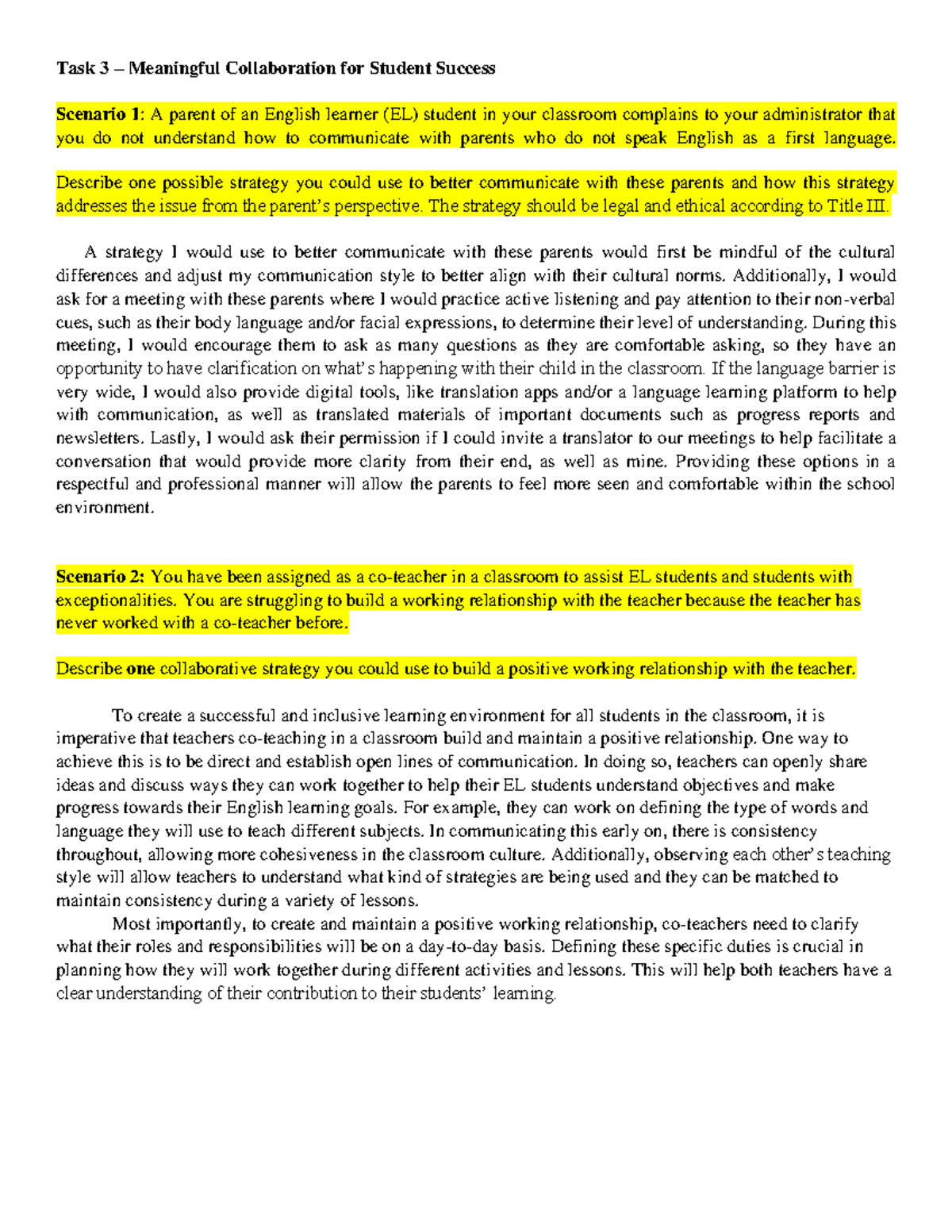 D096 Task 3 - Strategies for Effective Collaboration and Communication ...