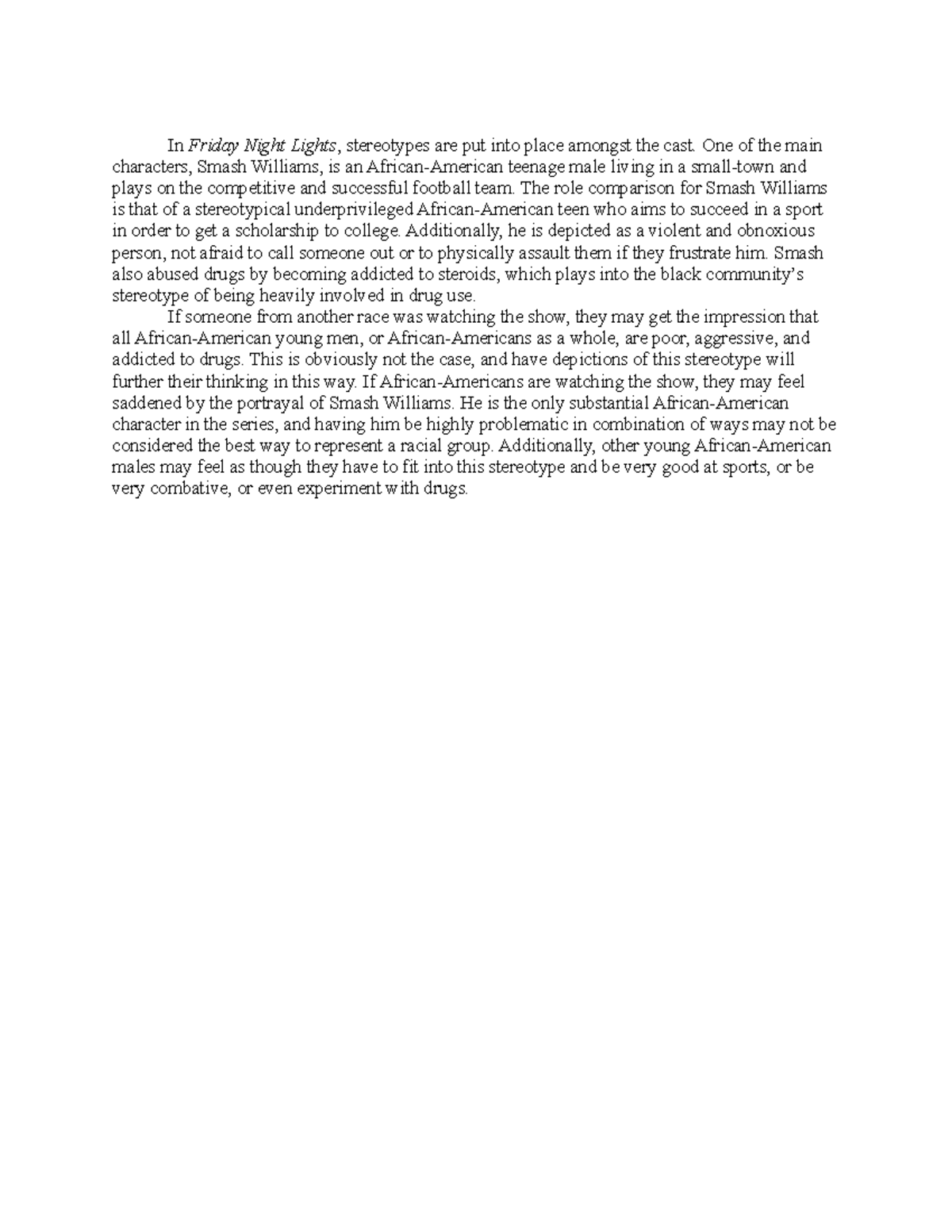 Comm Week 12 HW - communications coursework - In Friday Night Lights ...