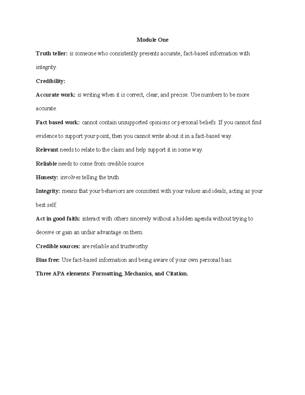 Module One - Assignment - Module One Truth teller: is someone who ...