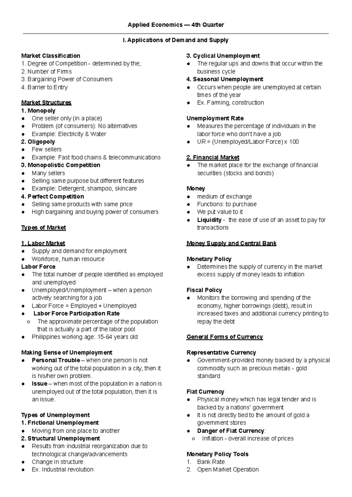 Applied Economics 2-App Eco 4th Qtr - Demand, Supply & Market ...