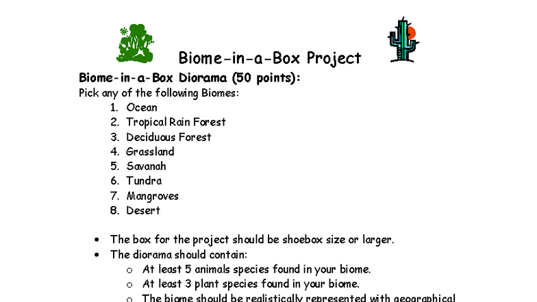 Biome in a Box Project Instructions (50 pts) - Studocu