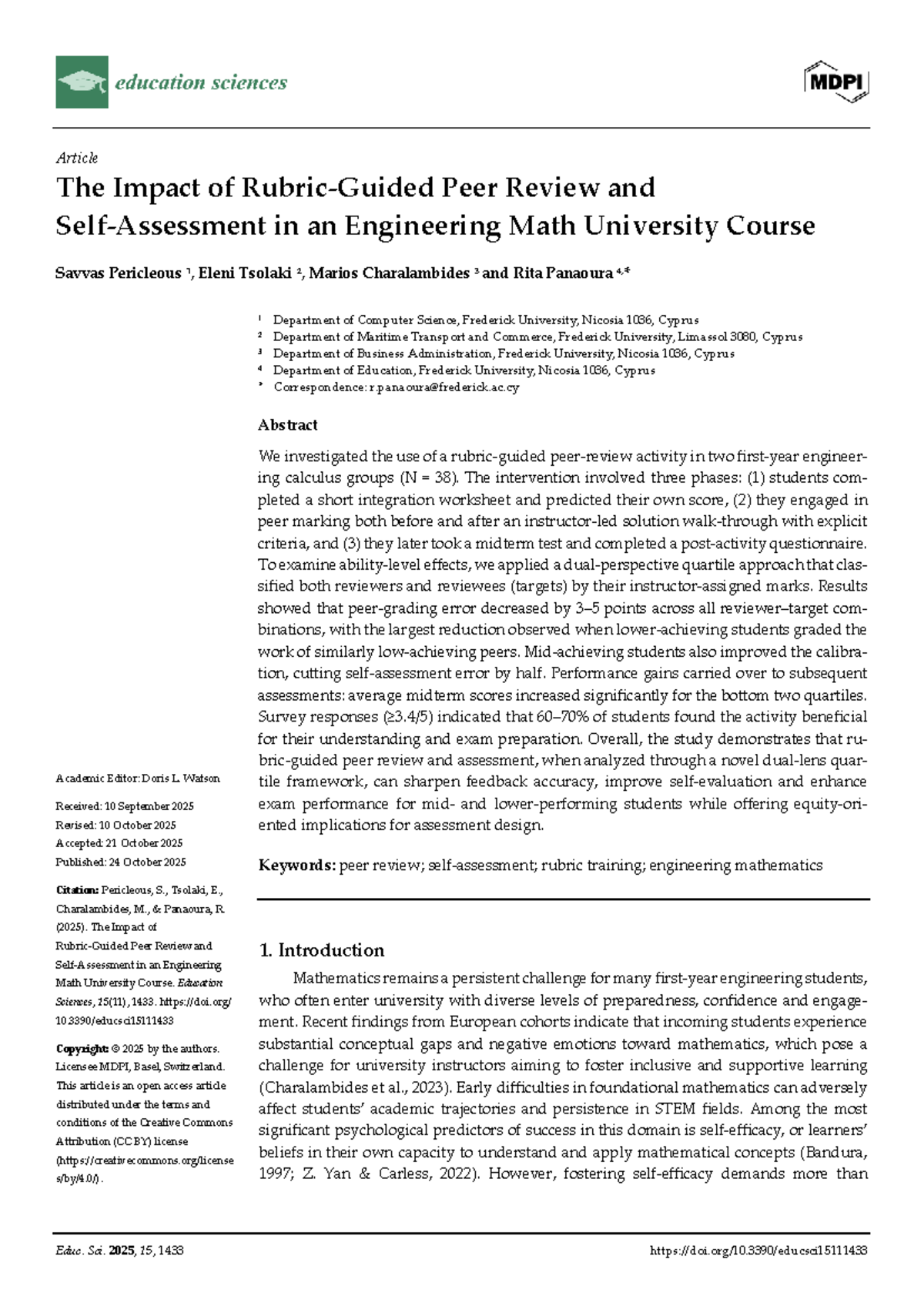 The Impact of Peer Review on Engineering Math Performance (EDU-15 ...