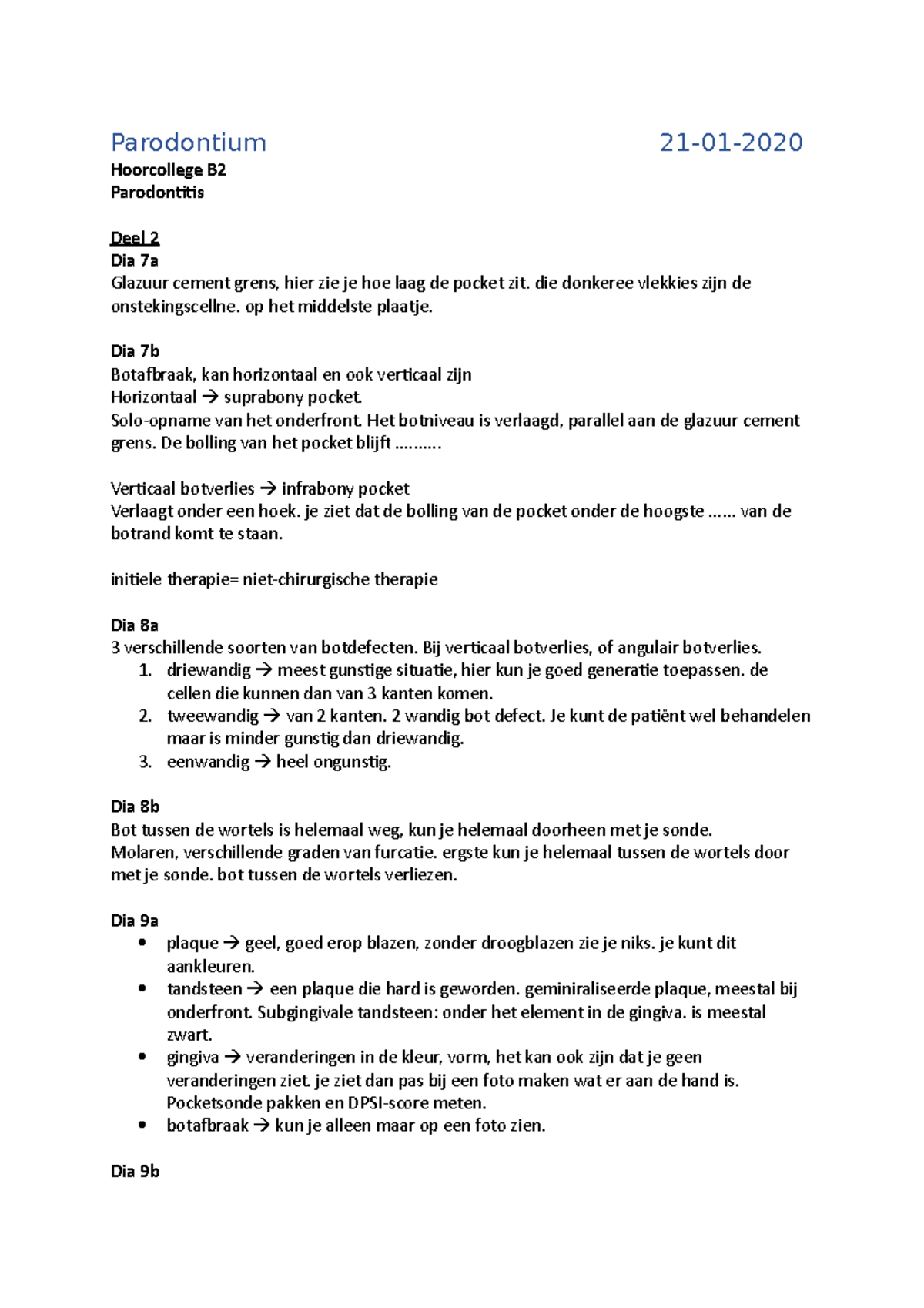 Parodontium - Parodontitis Hoorcollege B: Deel 2 Samenvattingen ...