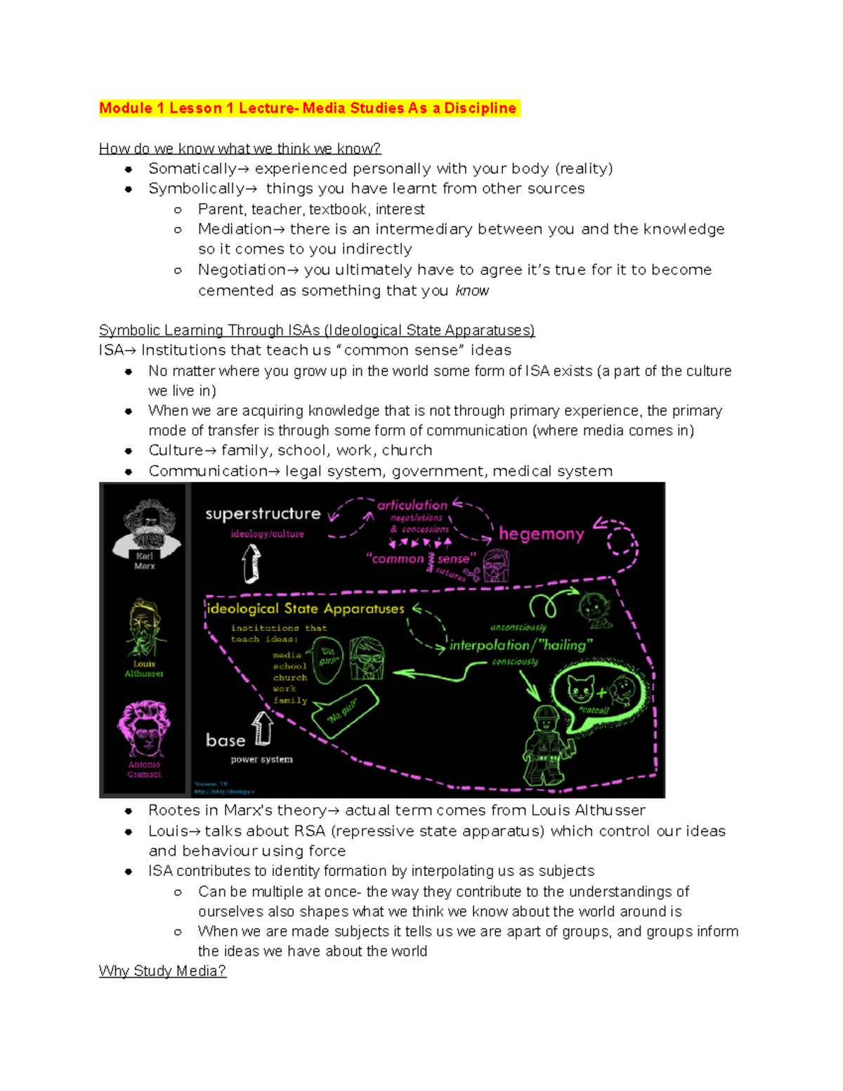 Module 1 Lecture - Module 1 Lesson 1 Lecture- Media Studies As a ...