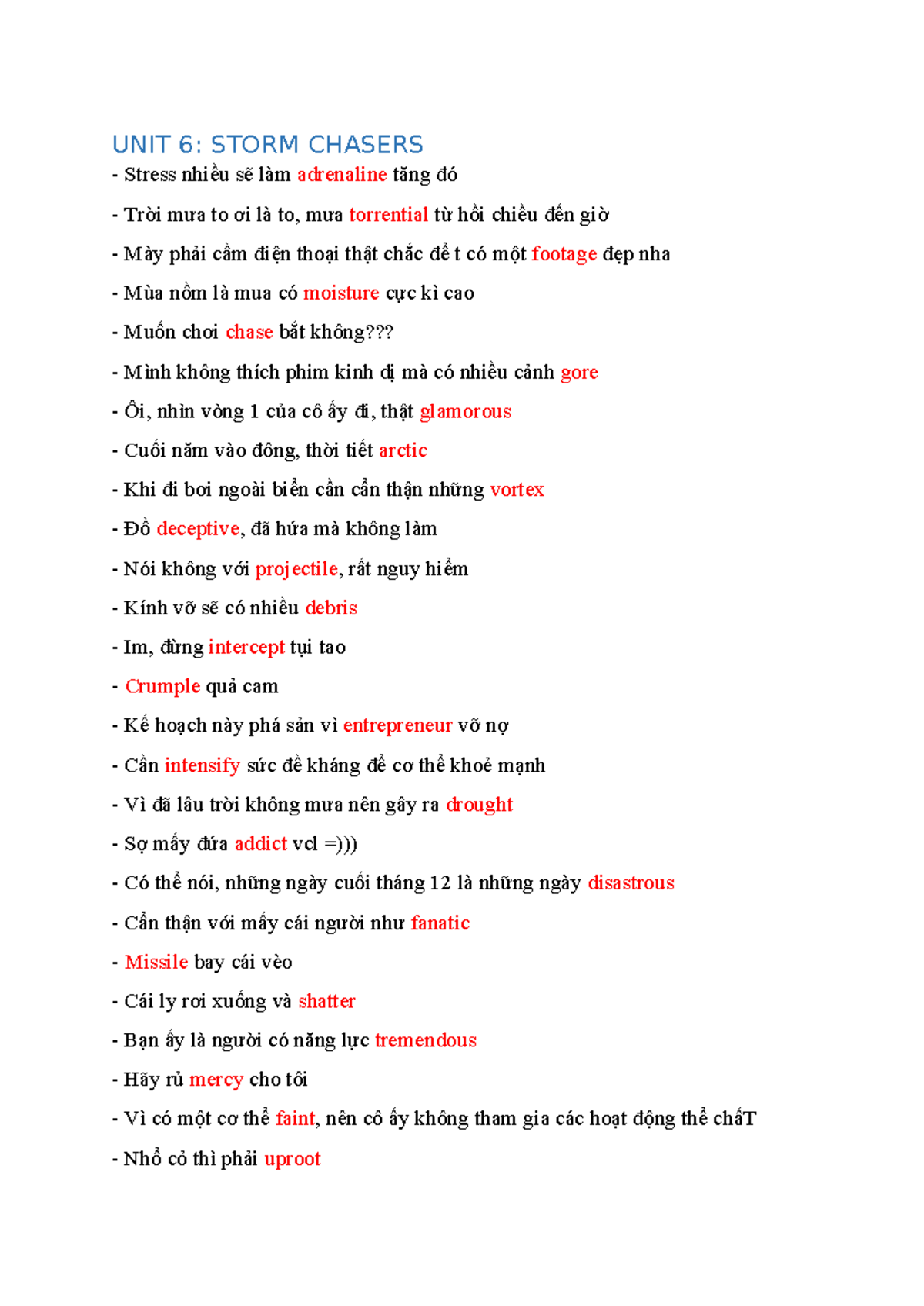 UNIT 6-9: VOCABULARY NOTES ON STORM CHASERS, PIXAR, & FLYING DOCTOR ...