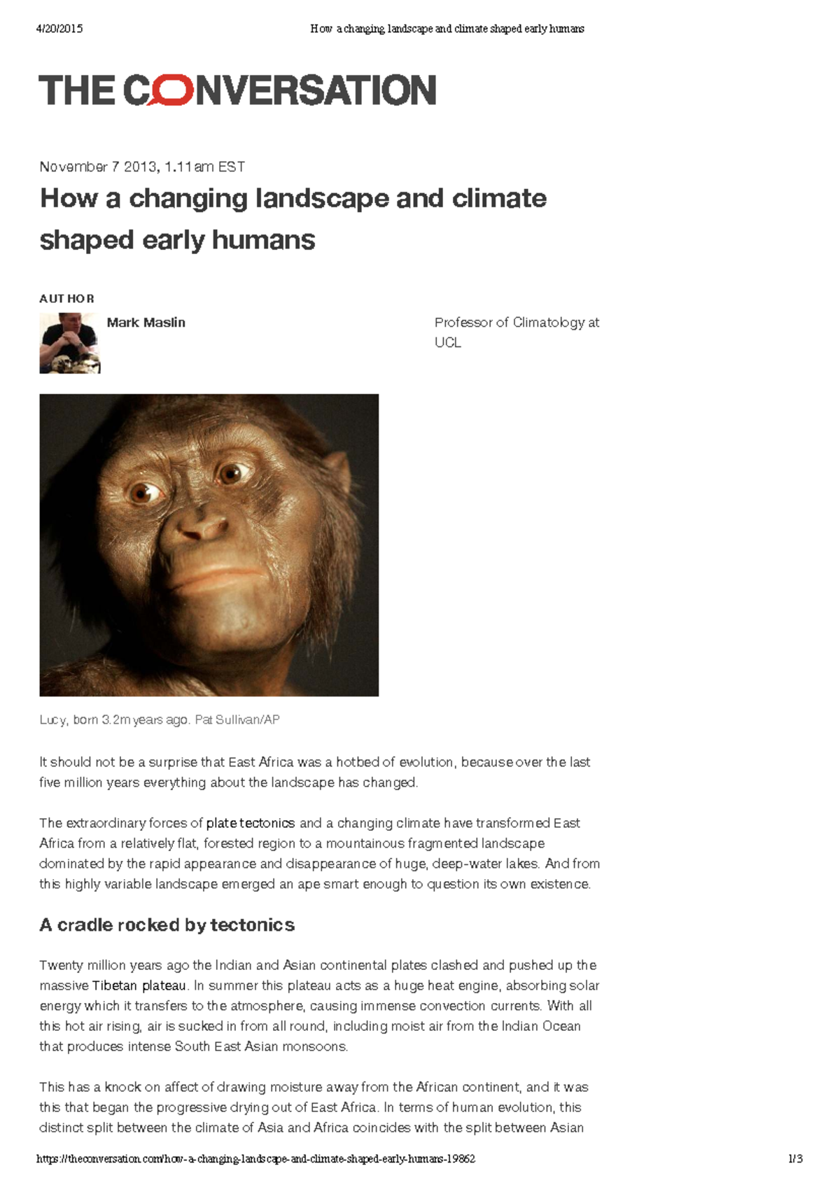 Lndsc Clim & Human Evol: How Climate Shaped Early Humans - Studocu