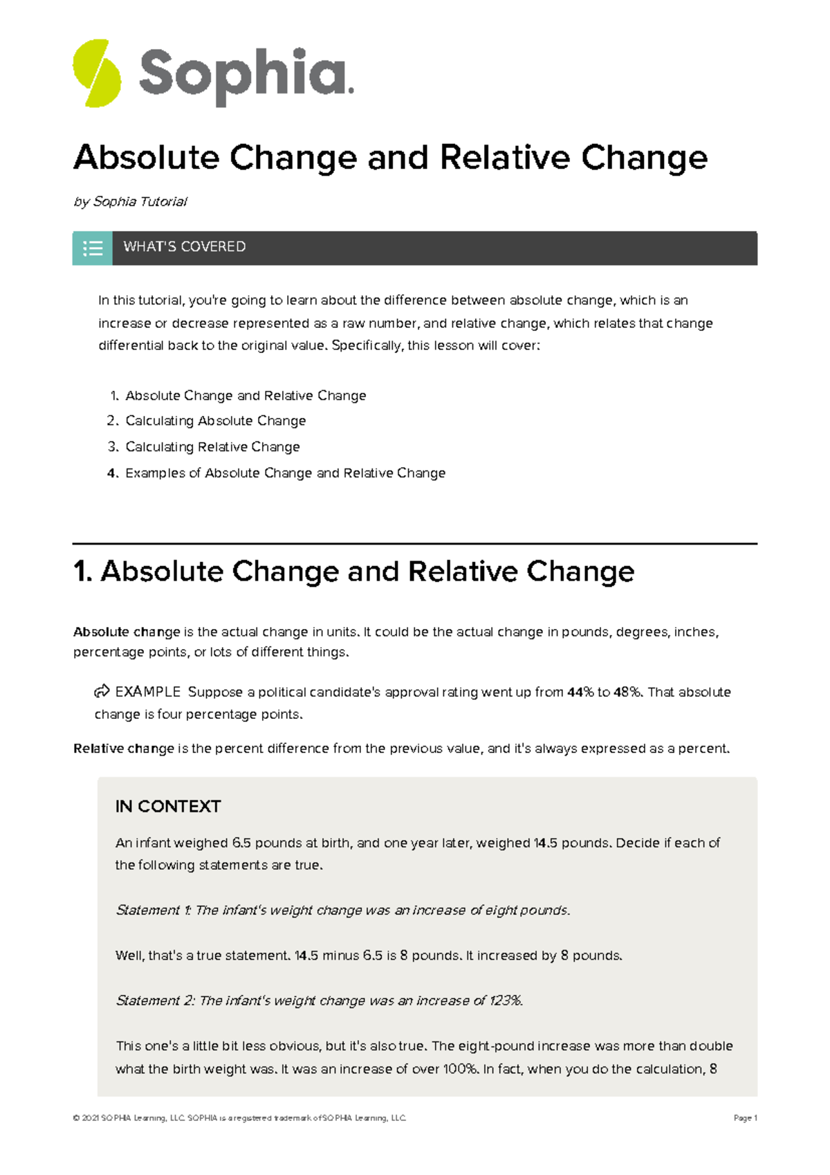 Absolute change relative change - Absolute Change and Relative Change ...