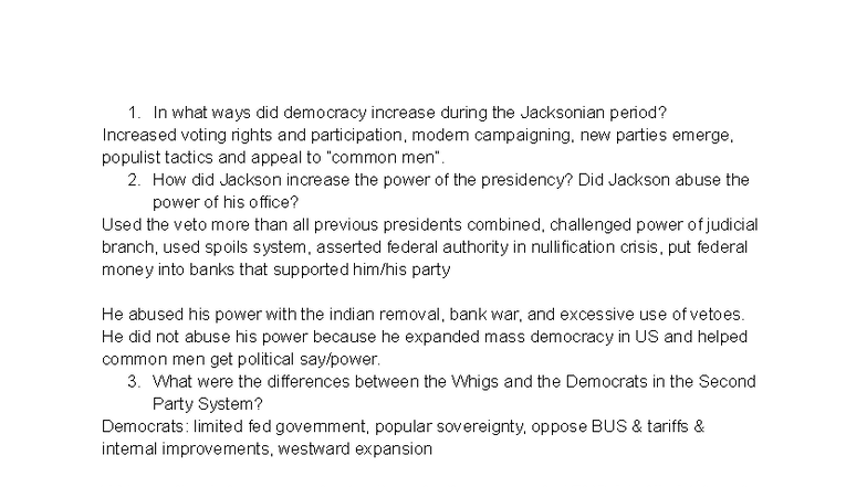 Apush Unit 5 Review - Good luck - In what ways did democracy increase ...