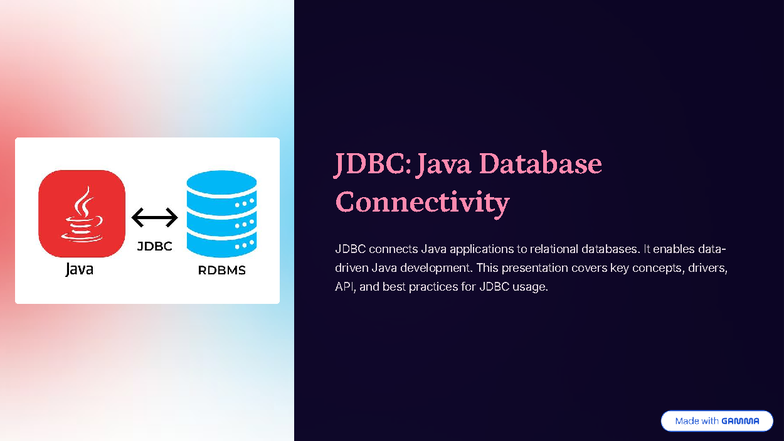JDBC: Java Database Connectivity Overview and Best Practices - Studocu