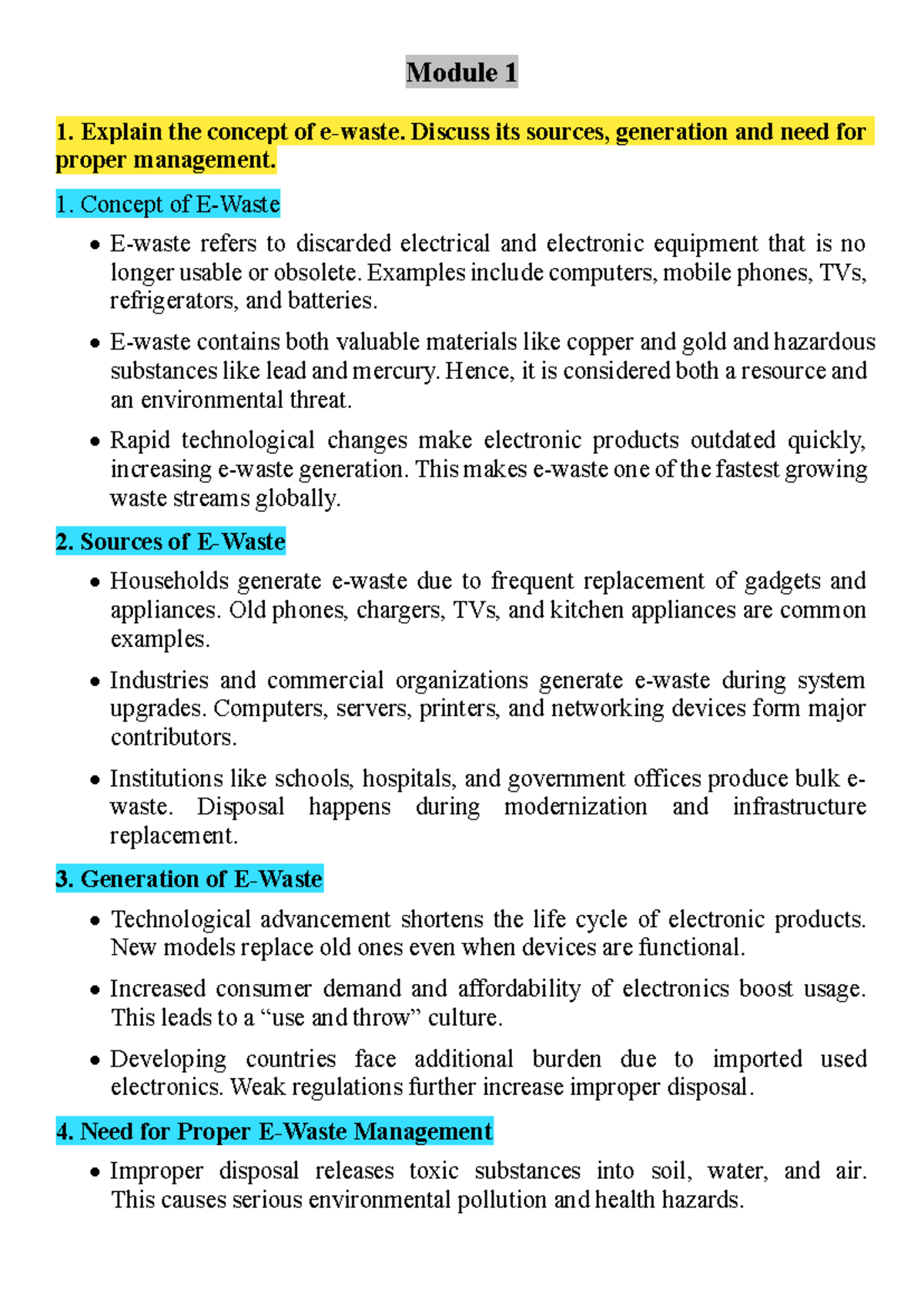 OE - Exam Ready Practice Notes for BEC755A: E-Waste Management Insights ...