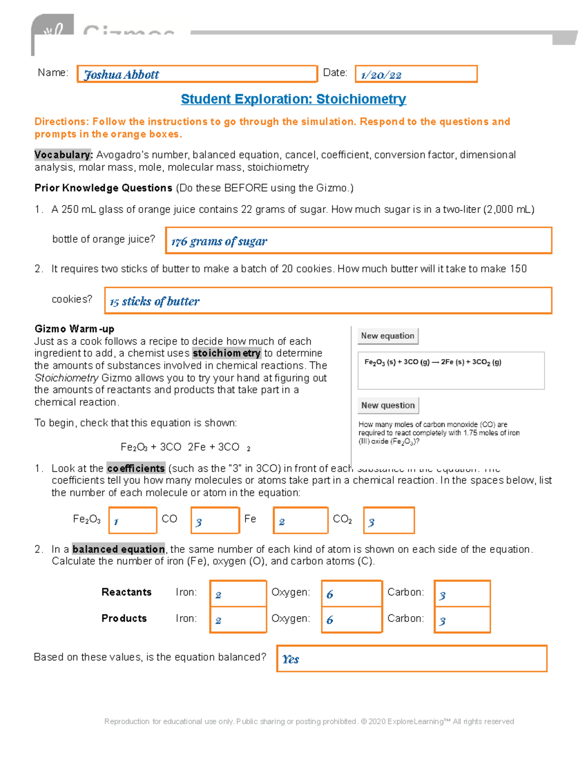 Stoichiometry Lab Document Joshua Abbott - Name: Joshua Abbott Date: 1 ...