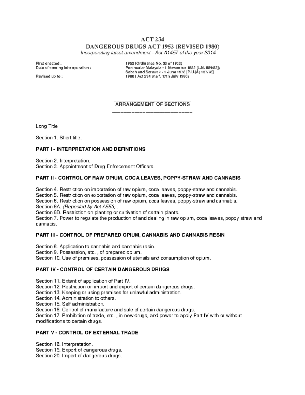DDA 1952 - Overview of Recent Amendments to Dangerous Drugs Act - Studocu