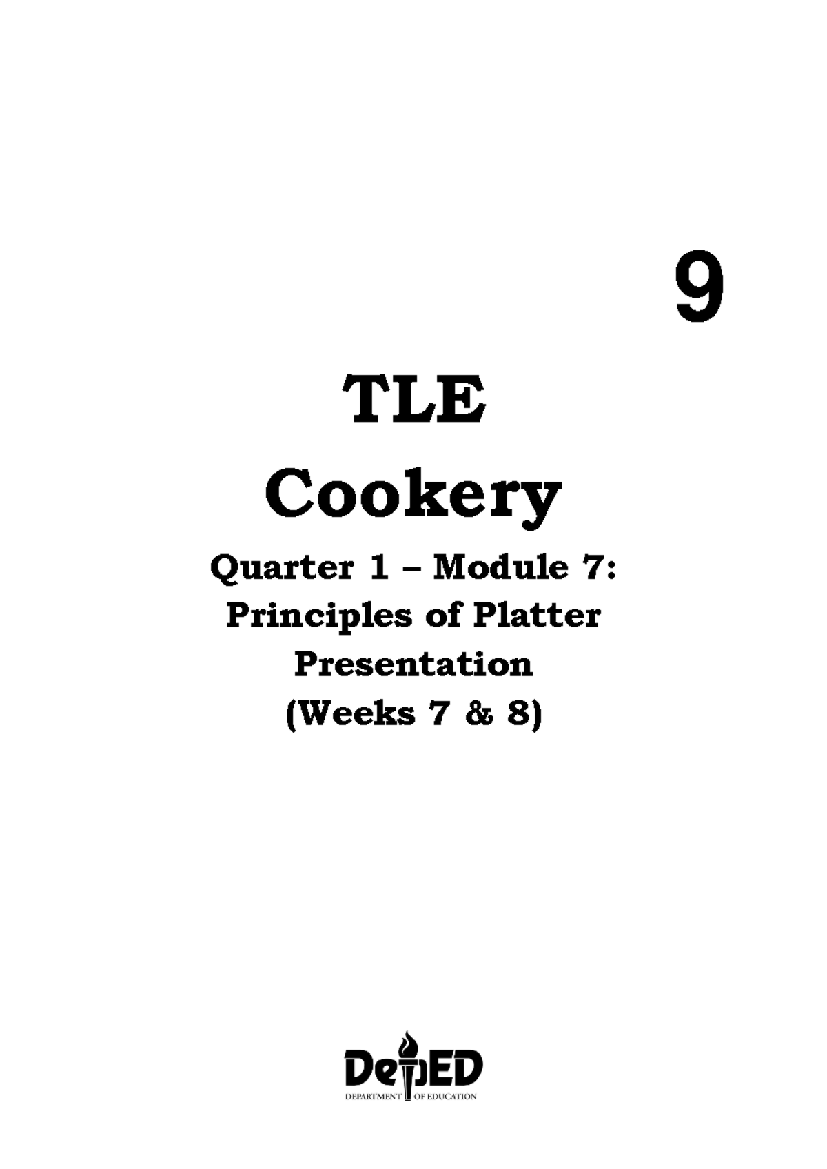 TLE 9 Cookery Q1 Mod 7: Principles of Platter Presentation - Studocu