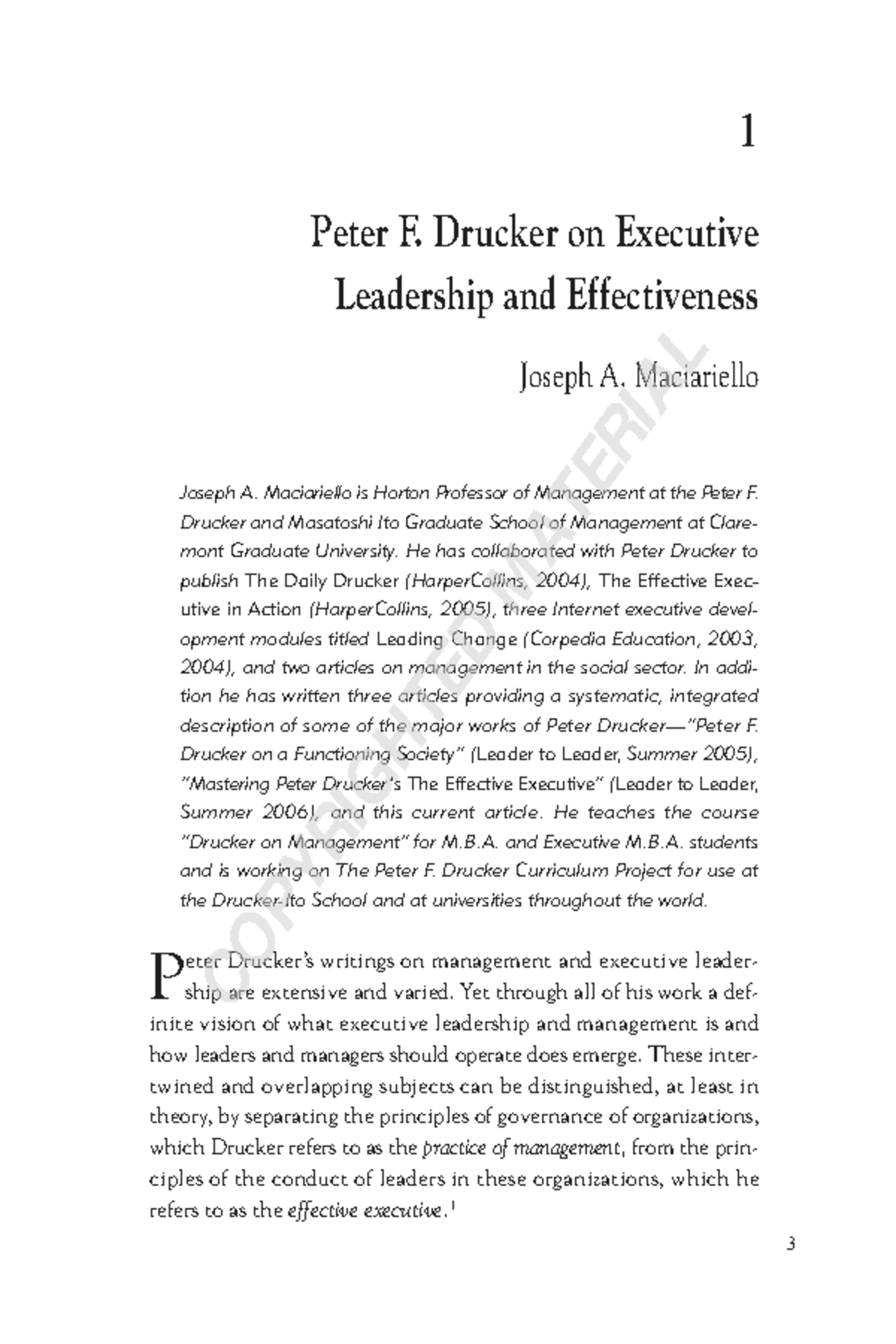 Peter F. Drucker: Insights on Executive Leadership & Effectiveness ...