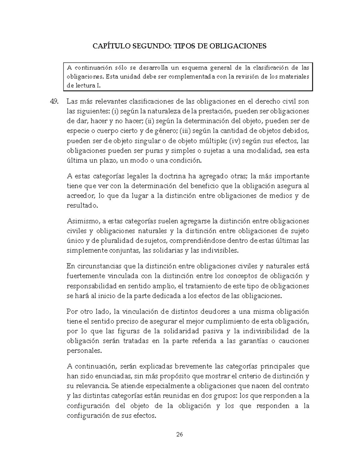 Tipos de obligaciones en el derecho civil: un esquema general - Studocu