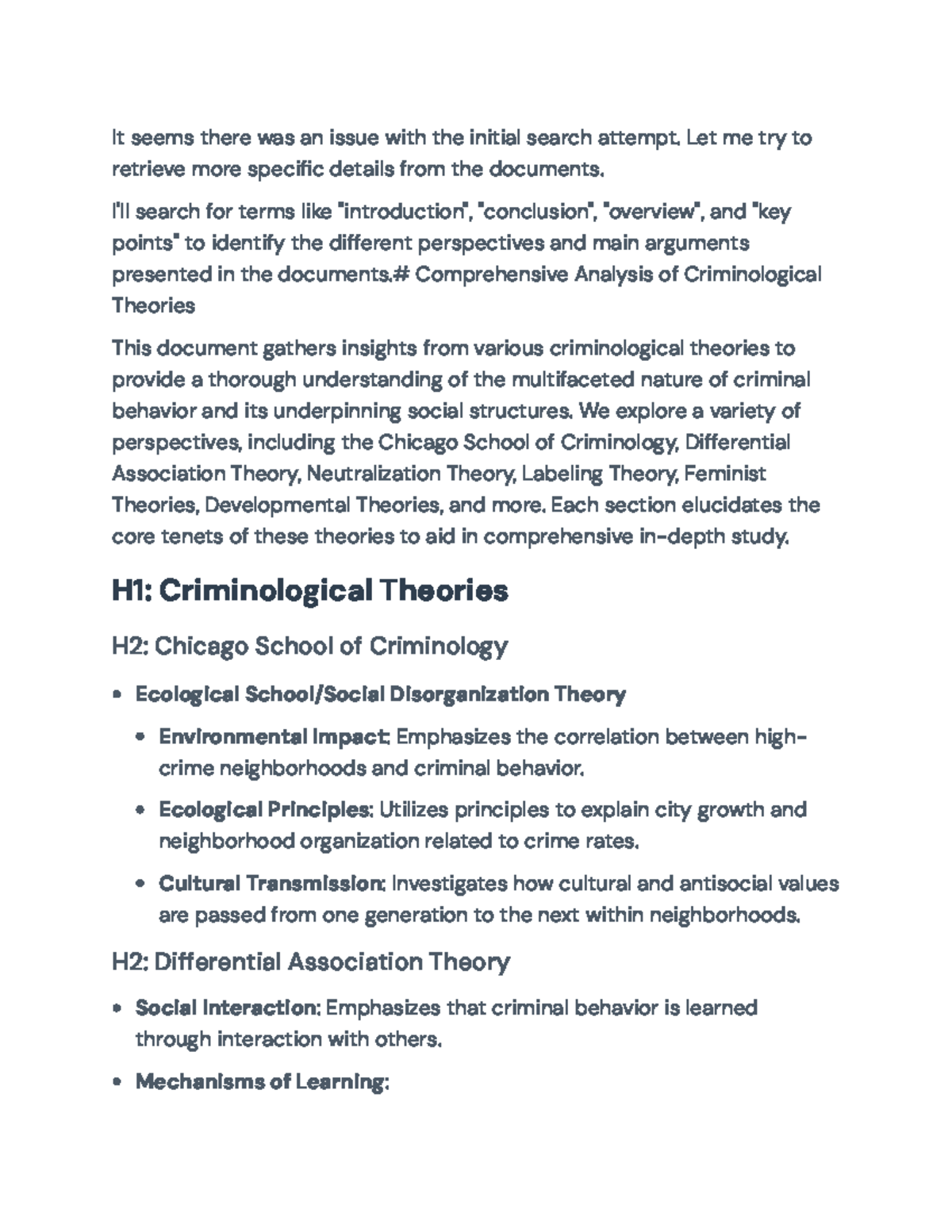 Comprehensive Overview of Criminological Theories and Perspectives - It ...