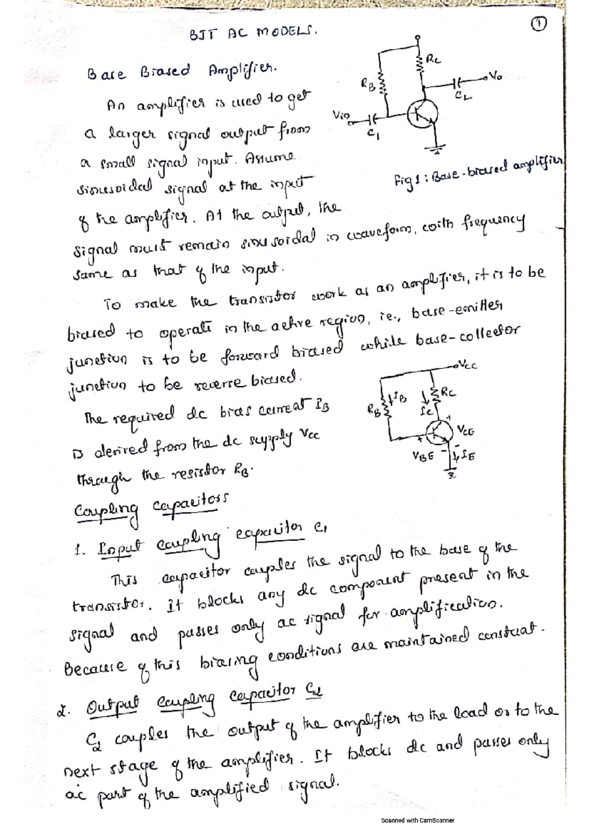 EPC M1 Part1 - notes - MODULE 1. 1 Transistor Biasing Transistor is a 3 ...