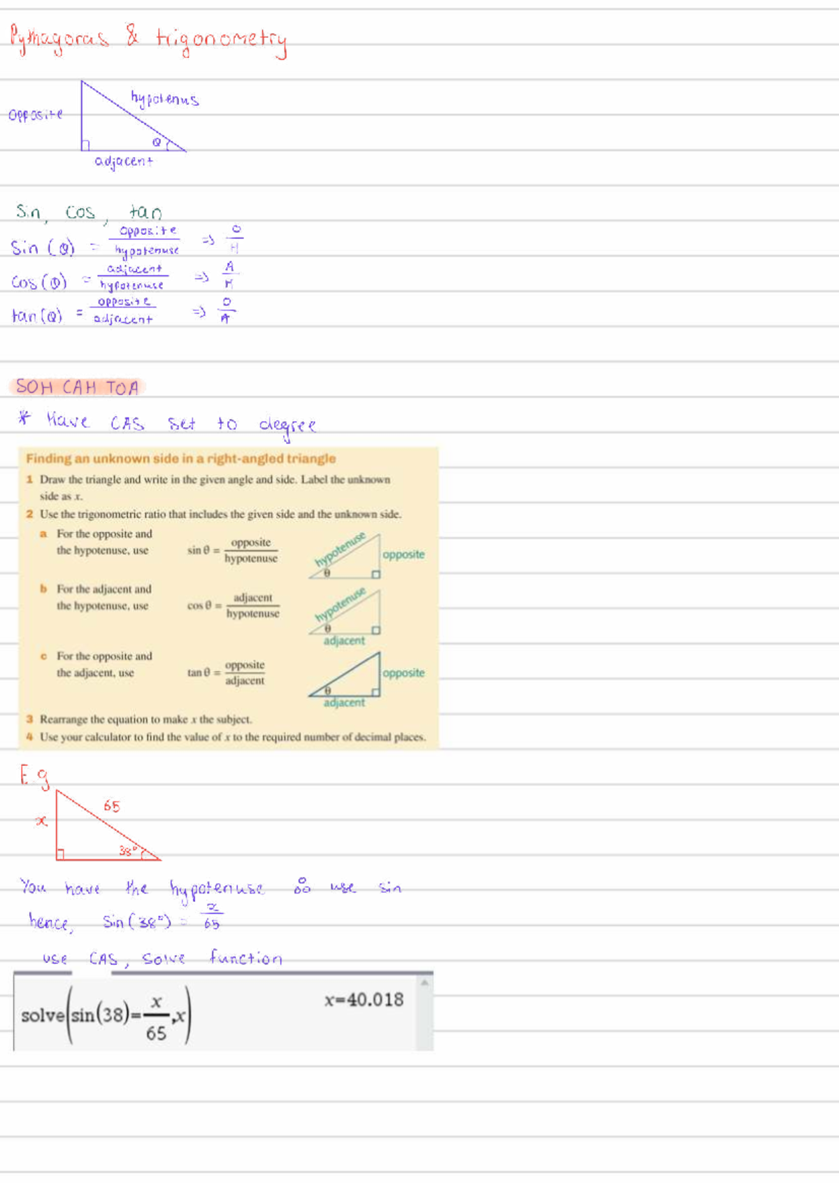 Pythagorean Theorem & Trigonometry Concepts (MATH 101) - Studocu