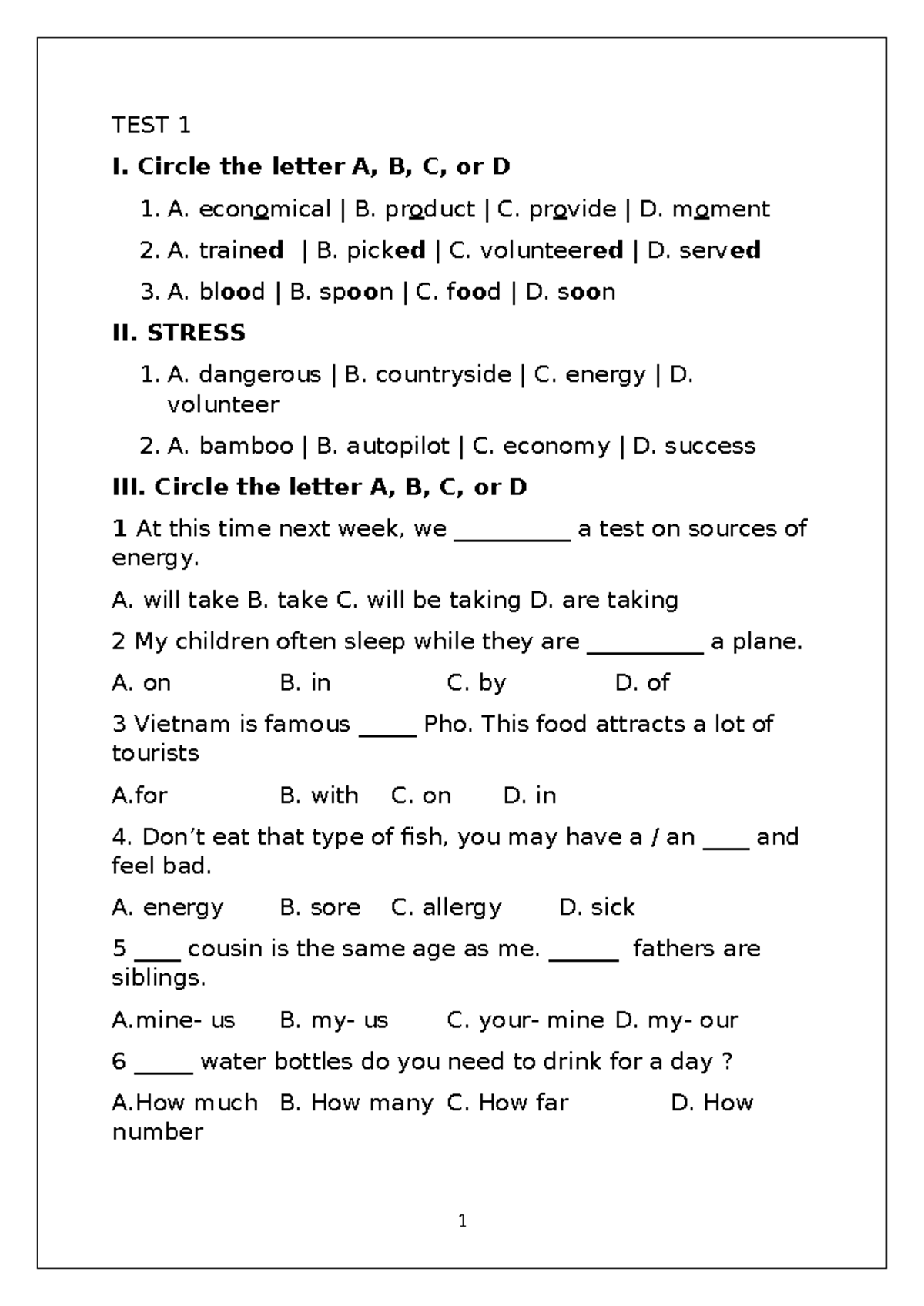 KTRA CK2 ANH 7 - English 7 Test Questions and Exercises - Studocu