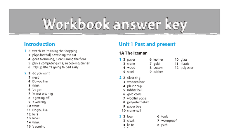 Project 4 Workbook Answer Key: Past and Present Unit Solutions - Studocu