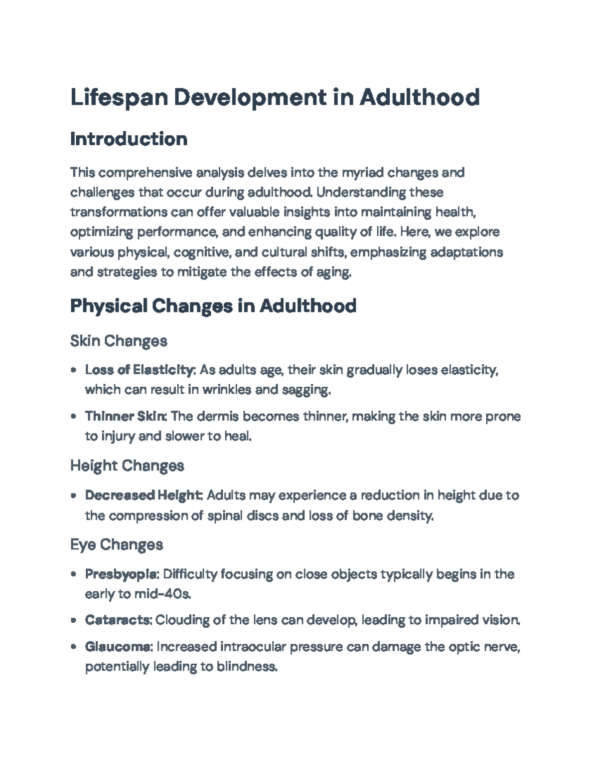 Lifespan Development in Adulthood: A Comprehensive Analysis of Changes ...
