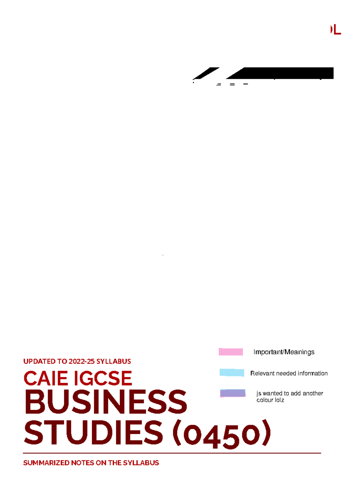 BST IGCSE Business Studies (0450) Summarized Notes on Syllabus - Studocu