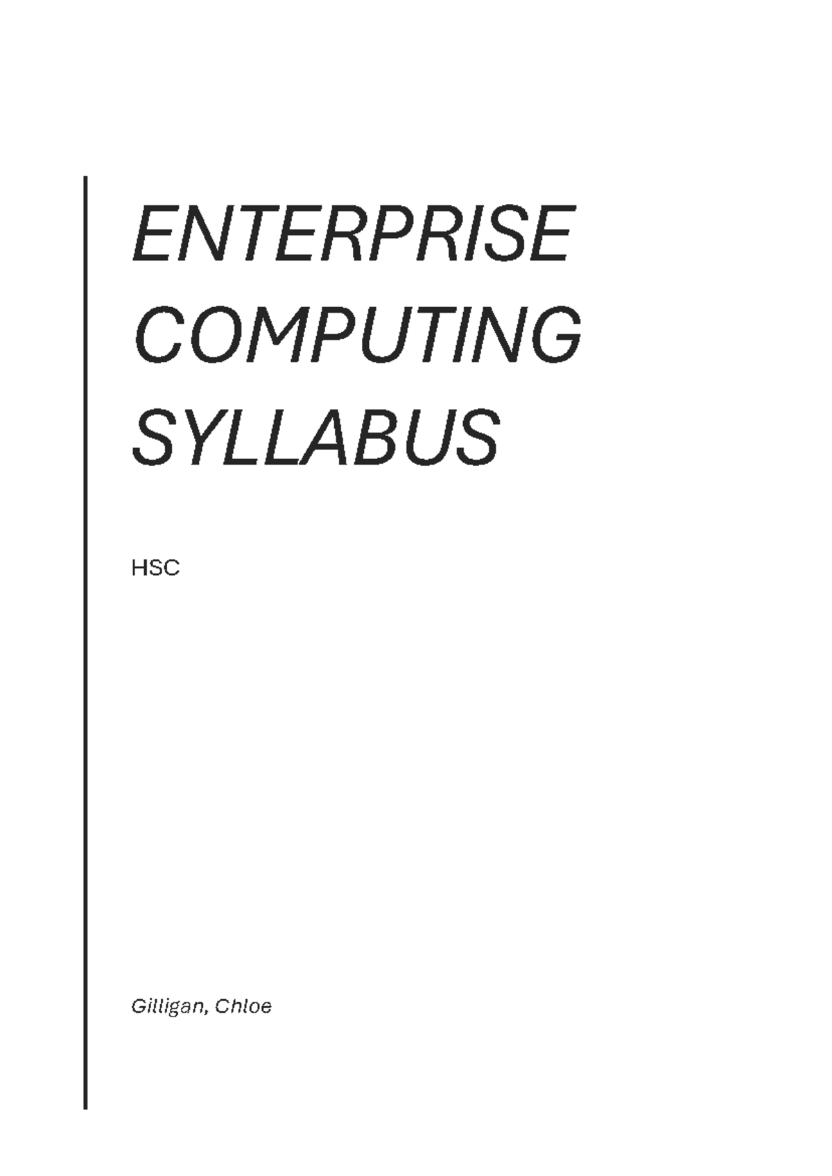 Enterprise Computing Syllabus HSC: Data Science & Intelligent Systems ...