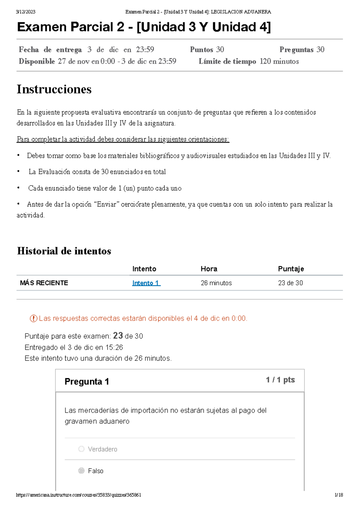 Examen Parcial 2 - [Unidad 3 Y Unidad 4] Legislacion Aduanera - Examen Parcial 2 - [Unidad 3 Y ...