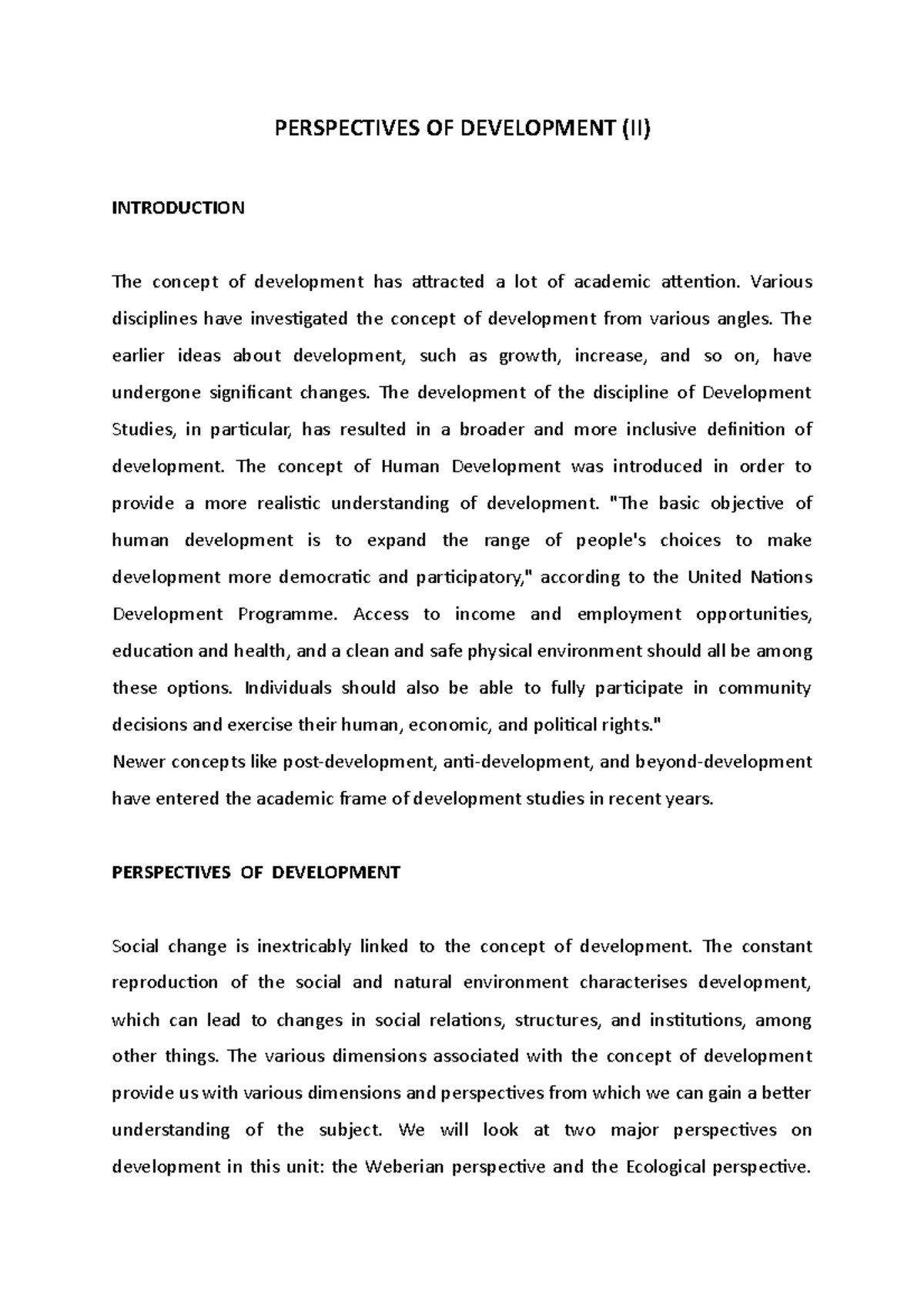 Perspectives of Development (II): Weberian & Ecological Views Explained ...