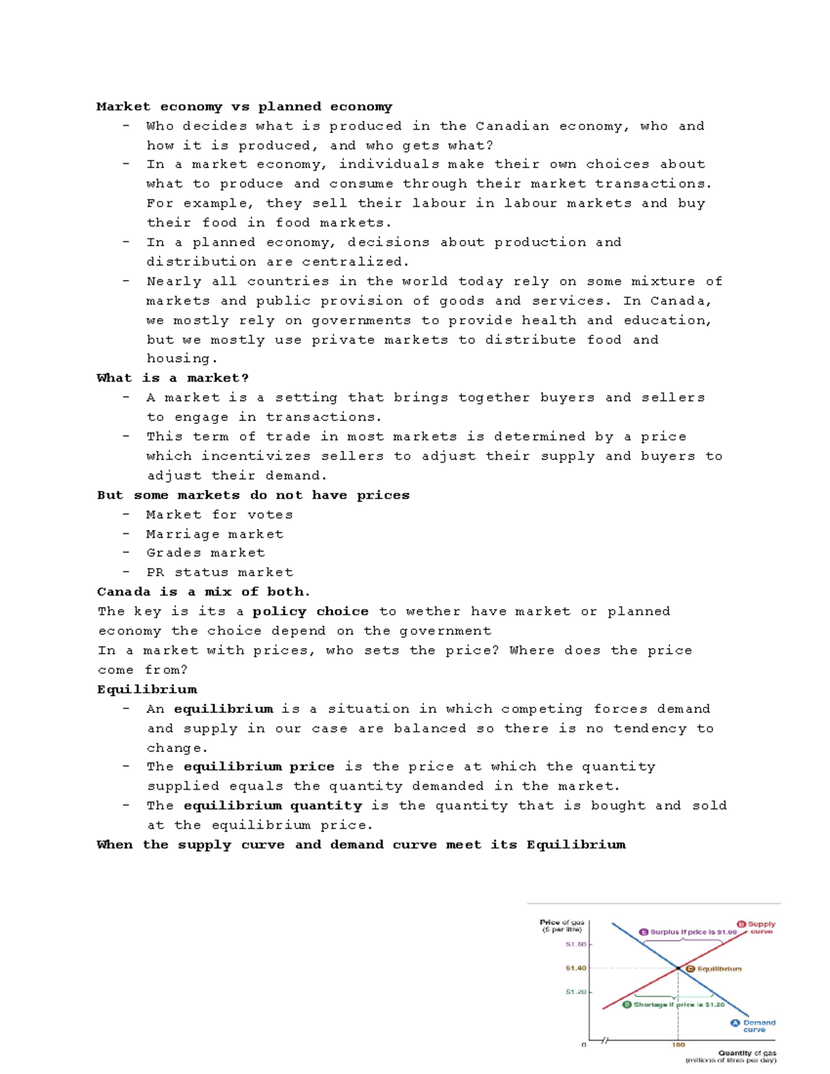 Econ 101: Overview of Market vs Planned Economy in Canada - Studocu