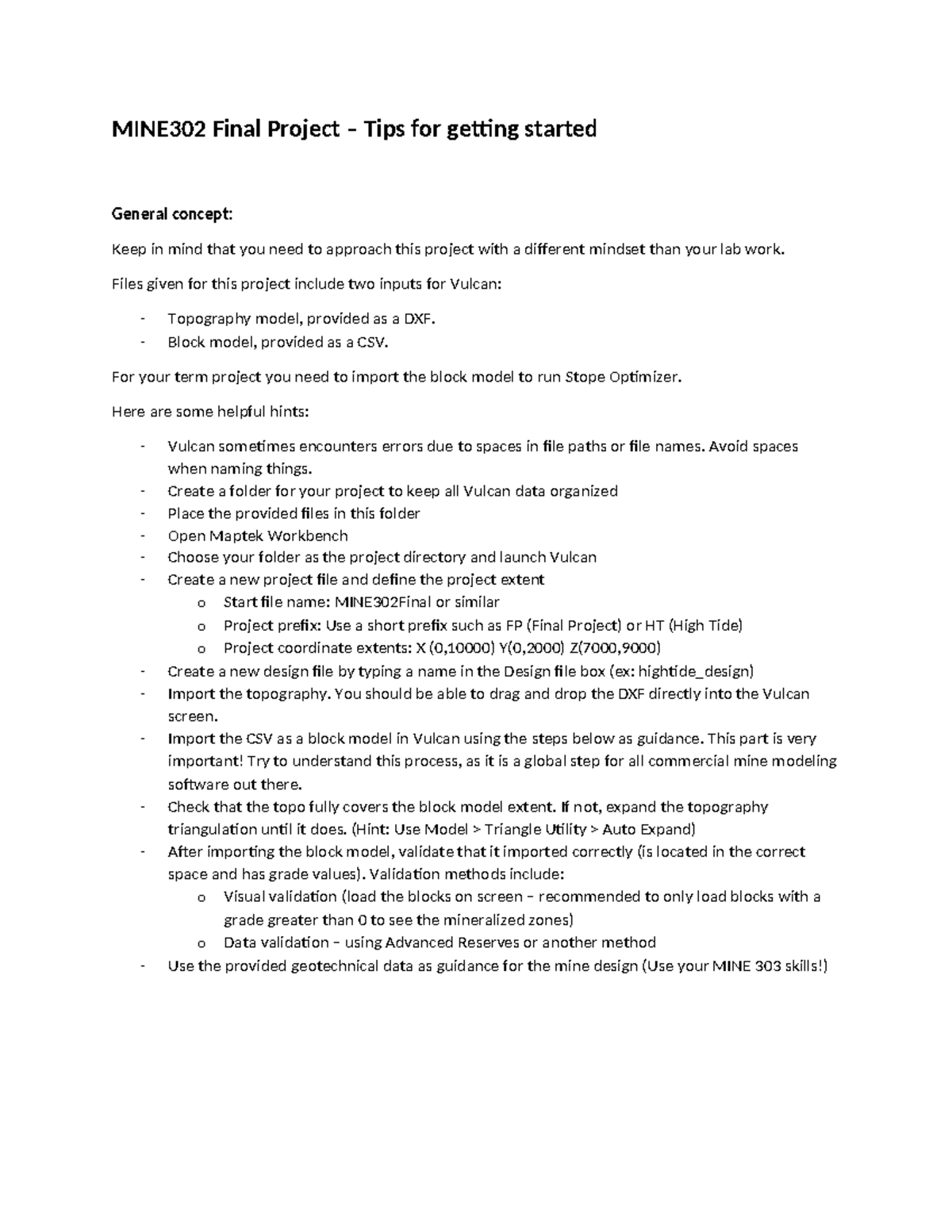 MINE 302 Final Project - Tips for getting started - MINE302 Final ...