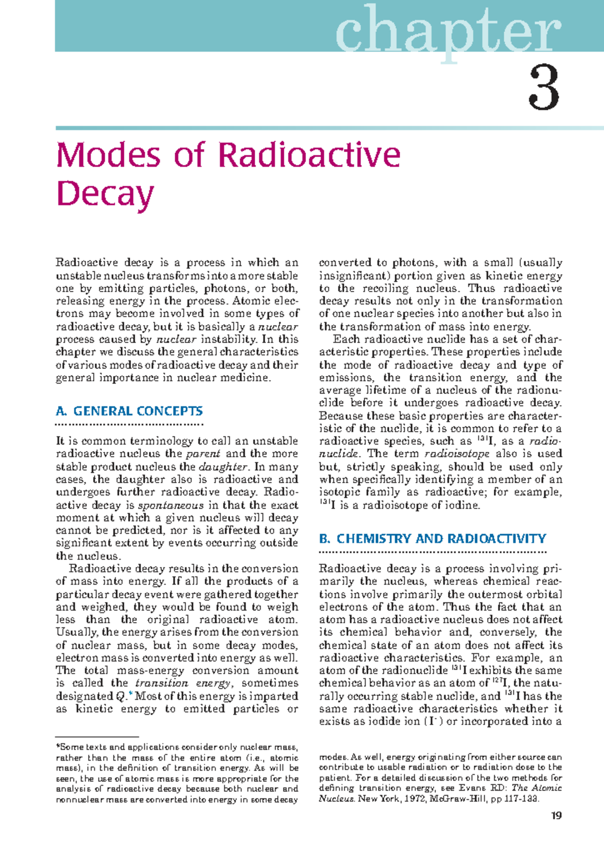 Modes of Radioactive Decay in Nuclear Medicine: Chapter 3 Overview ...