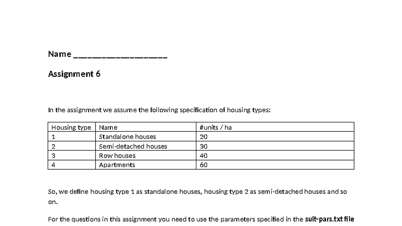 Land-Use Modeling - Assignment 6 Analysis and Housing Types - Studeersnel