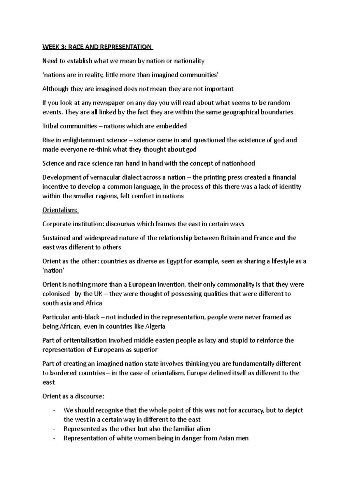 Lecture 3 - race and representation - WEEK 3: RACE AND REPRESENTATION ...