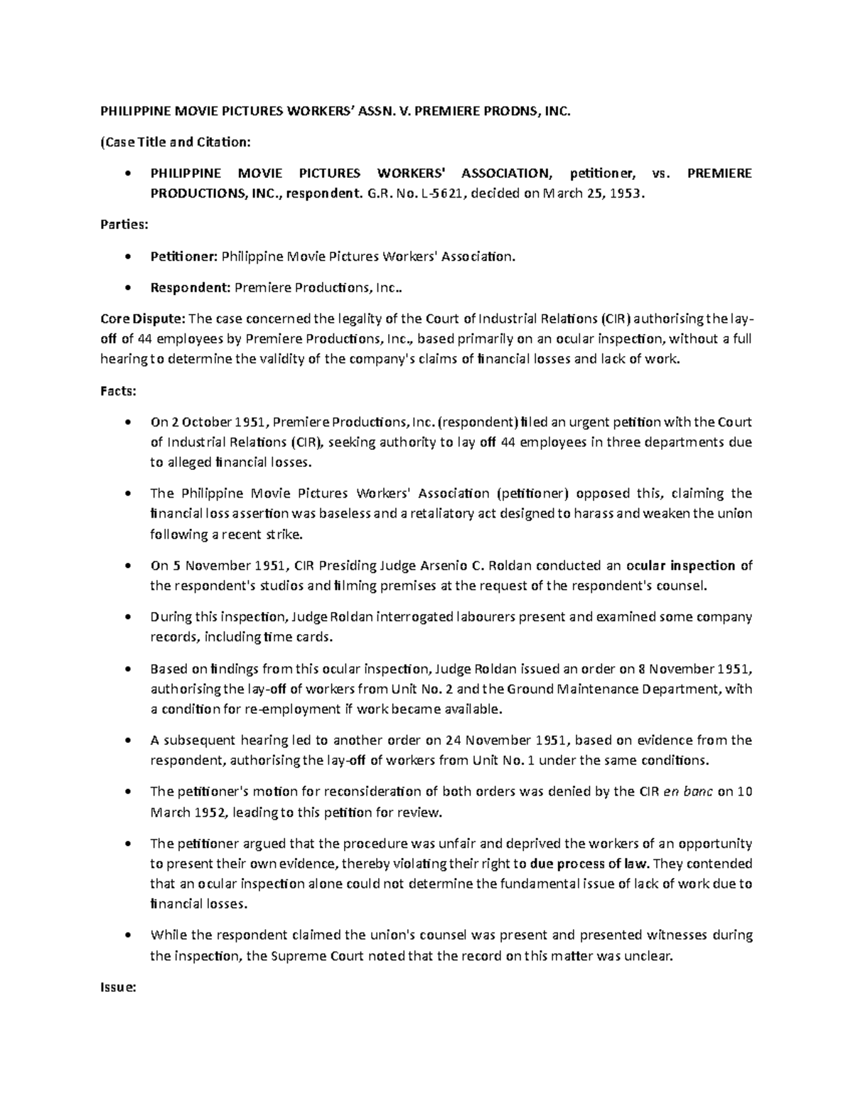 PHILIPPINE MOVIE PICTURES ASSN. V. PREMIERE PRODNS, INC. Case Study ...