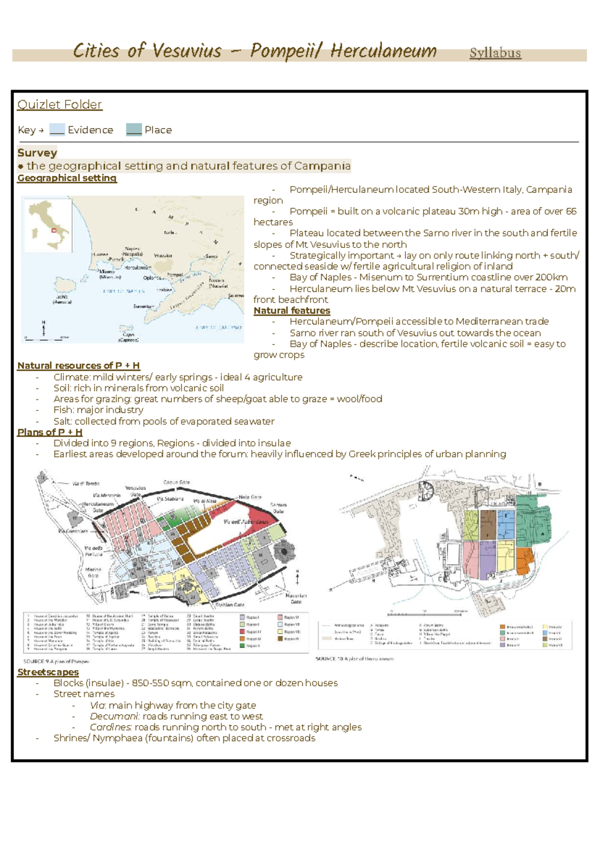 Cities of Vesuvius: Herculaneum Syllabus Quizlet Notes - Studocu