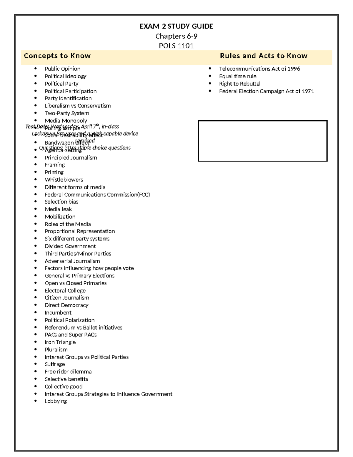 POLS 1101 Exam 2 Study Guide: Key Concepts from Chapters 6-9 - Studocu