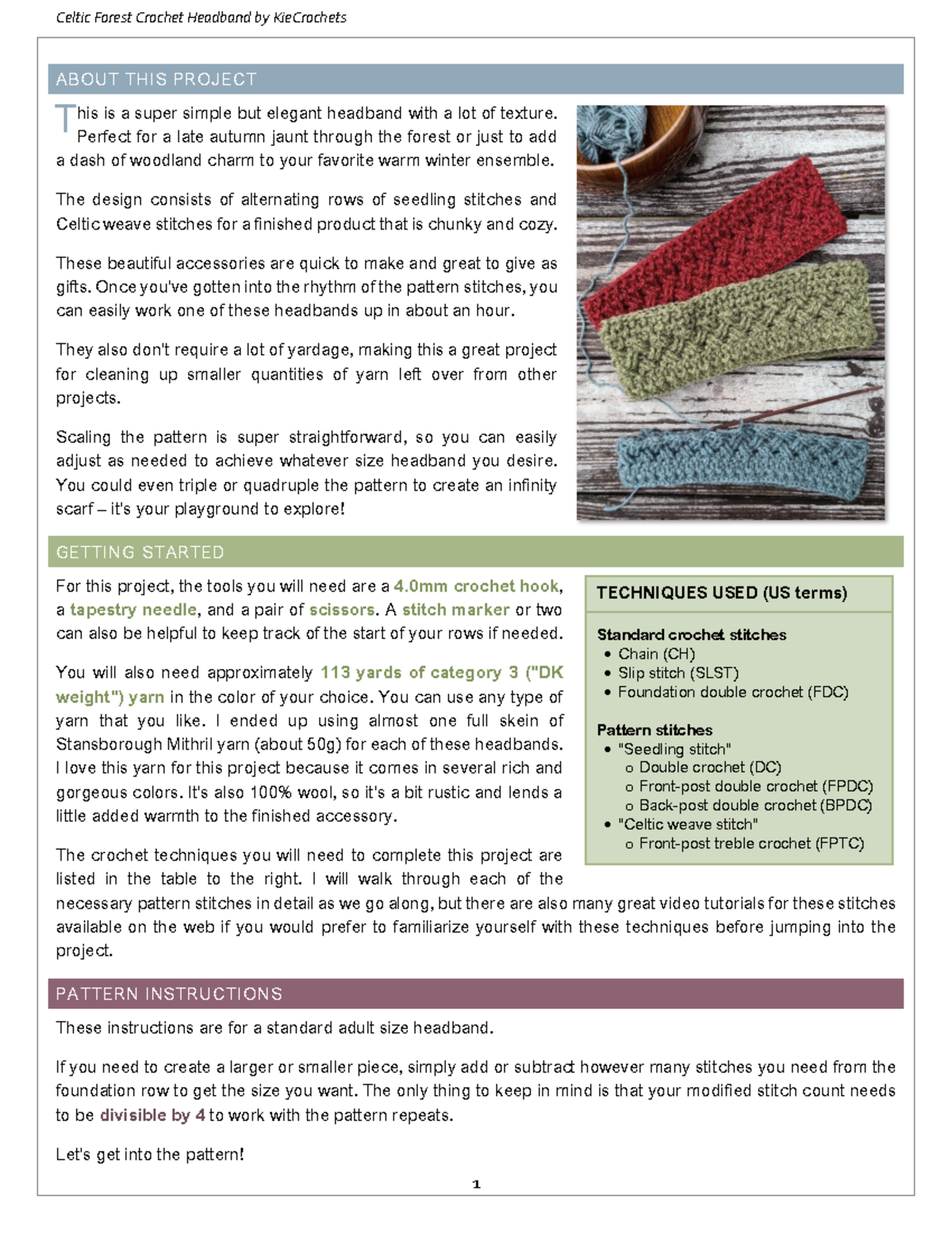 Celtic Forest Crochet Headband Pattern - KieCrochets Guide - Studocu