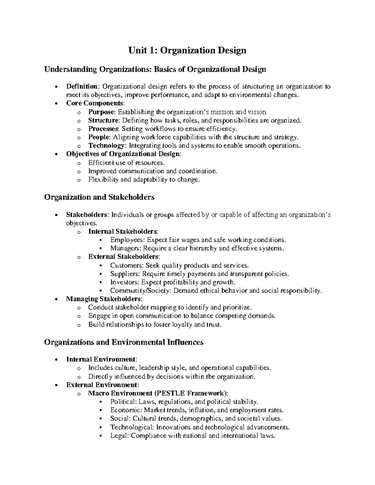 Organizational Behavior (OB) Notes: Understanding Design, Culture, and ...