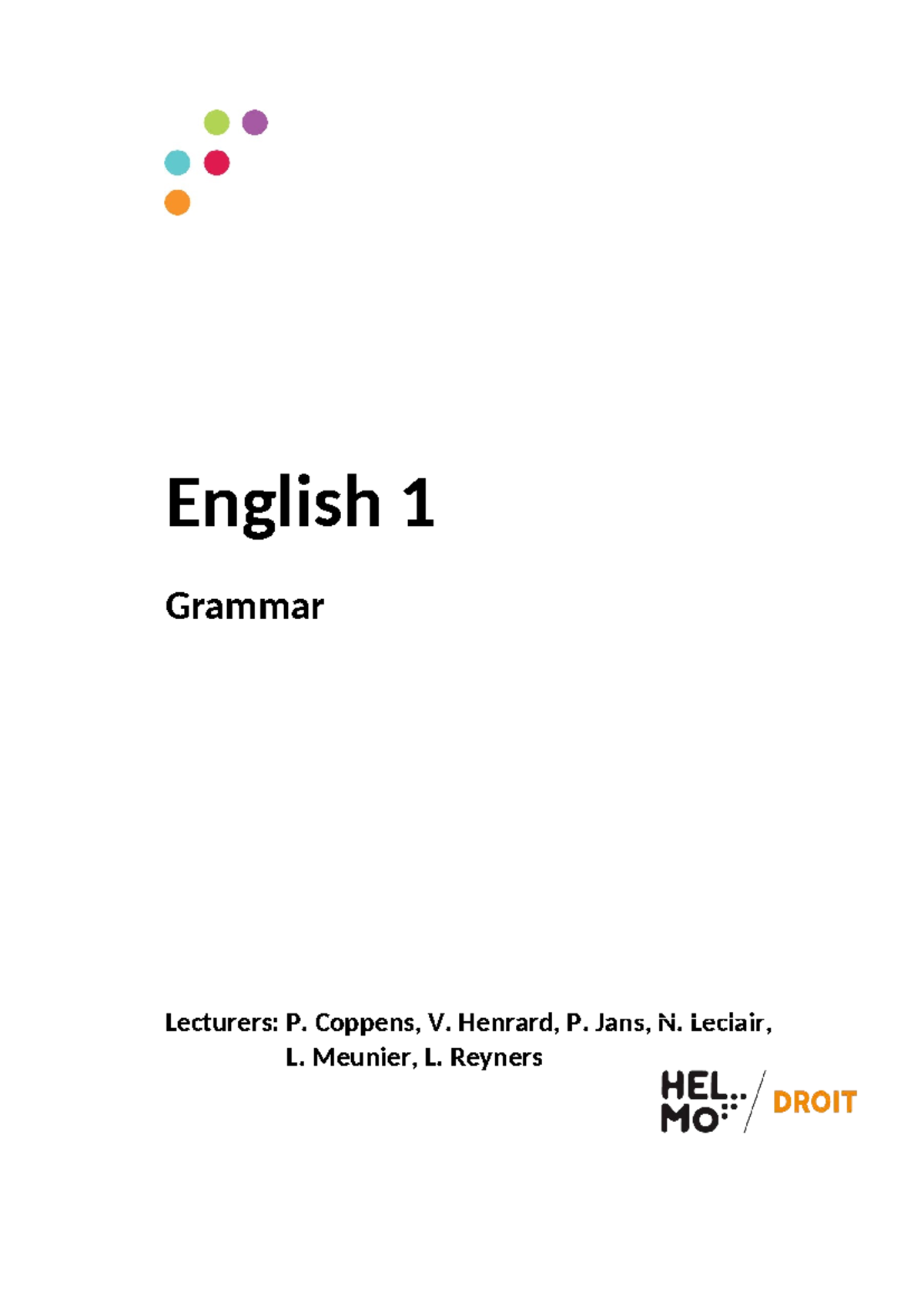 B1 English - Grammar Lecture Notes 25-26 - Studocu