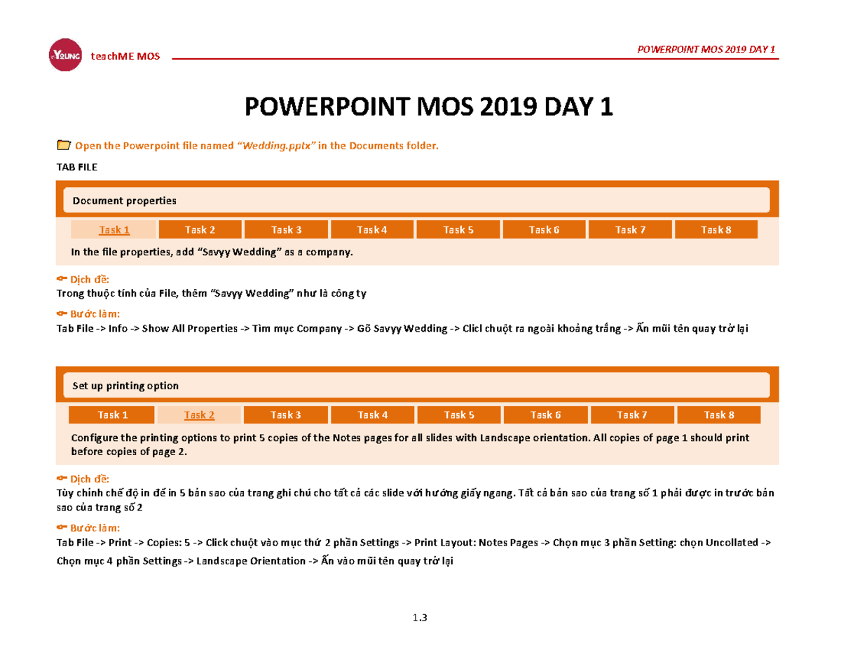 POWERPOINT MOS 2019 DAY 1: Step-by-Step Instructions - Studocu