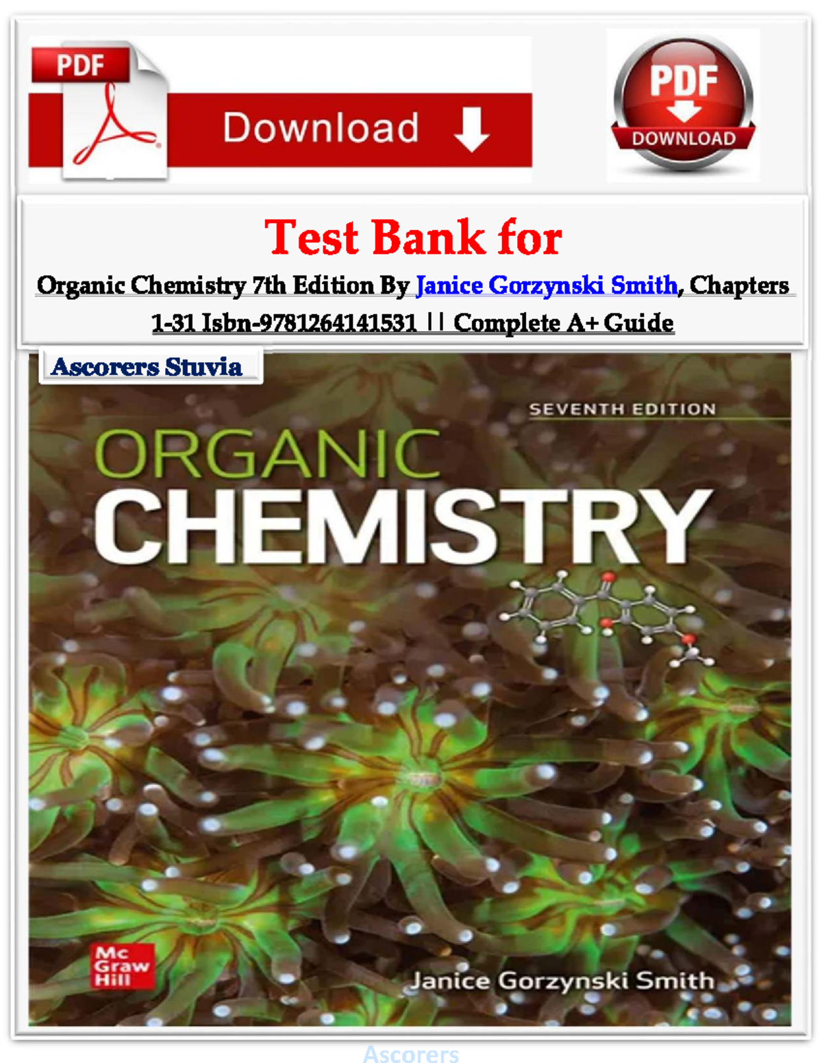 Test Bank for Organic Chemistry 7th Edition By Janice Gorzynski Smith ...
