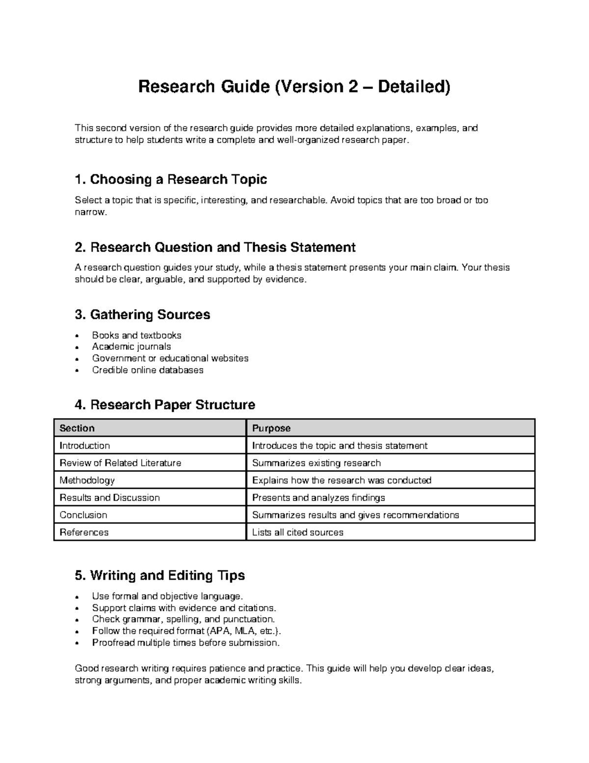 Research Guide V2: Detailed Tips for Writing a Research Paper - Studocu