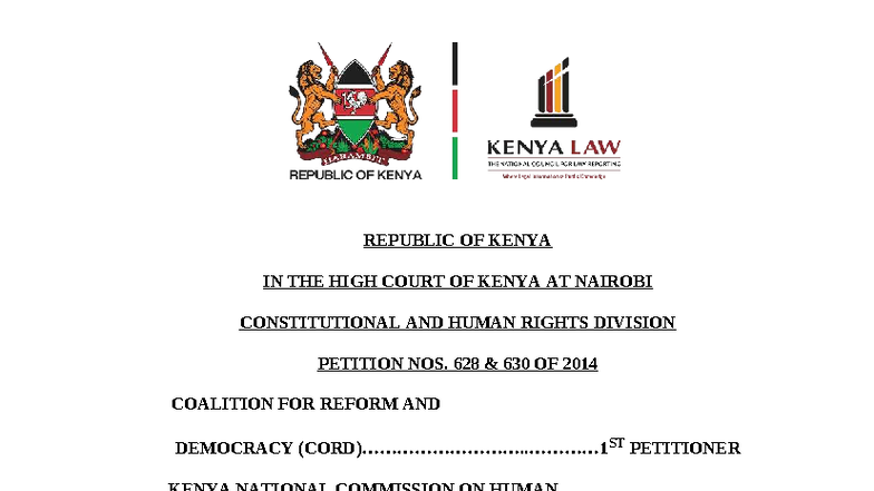 CORD v. Republic: Constitutional Challenge to Security Laws (Amendment ...