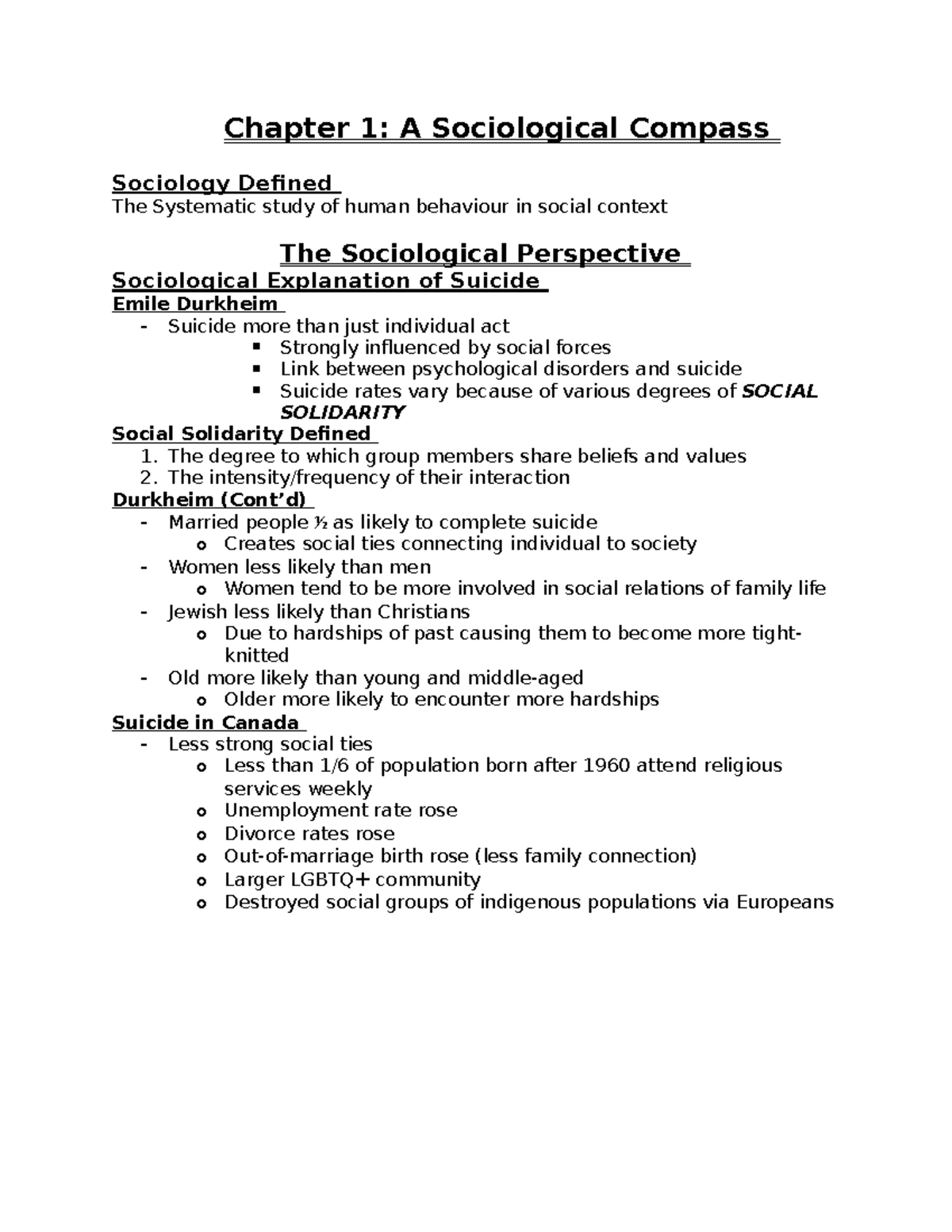 Chapter 1 Summary - SOC101: Sociological Perspectives and Insights ...