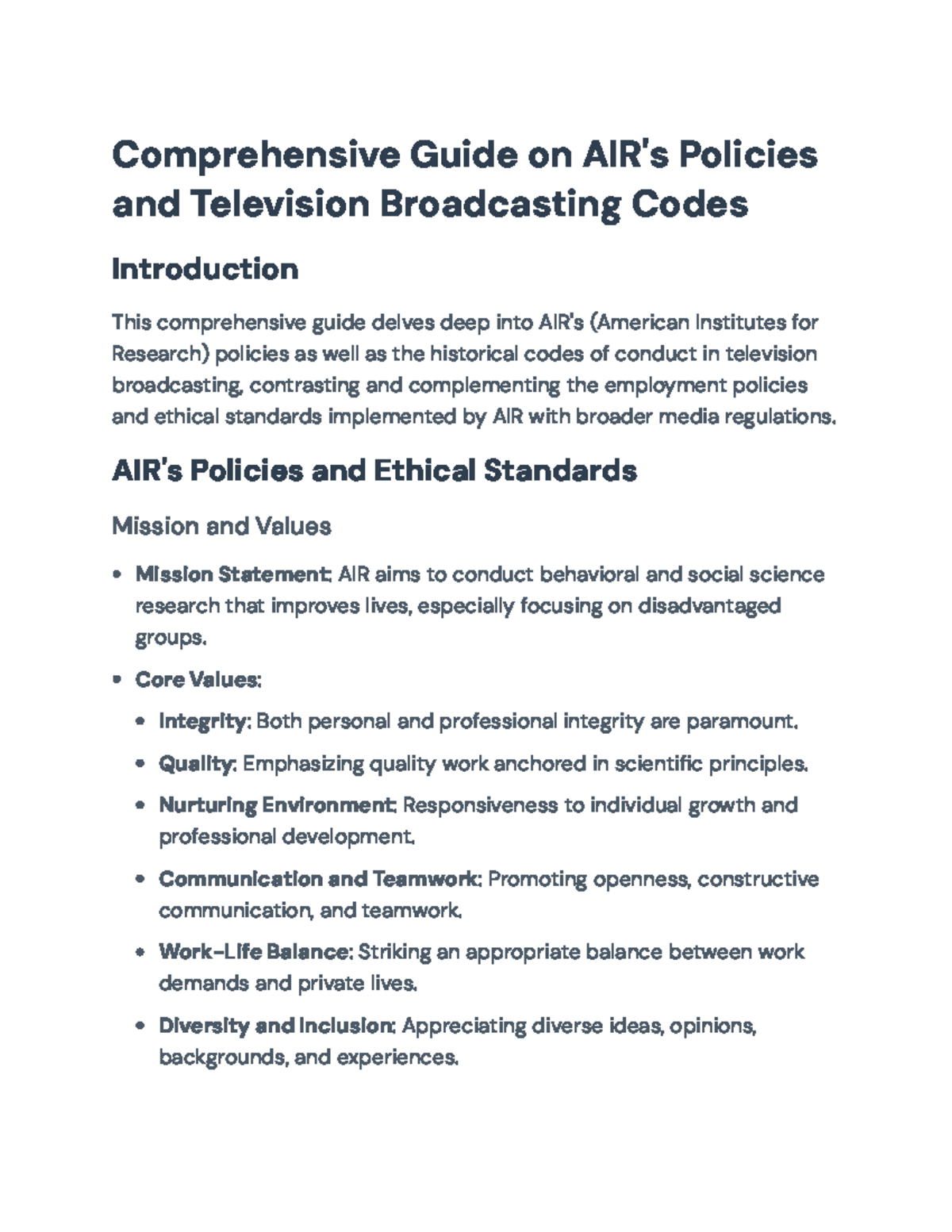 Comprehensive Guide to AIR's Policies and Television Broadcasting Codes ...