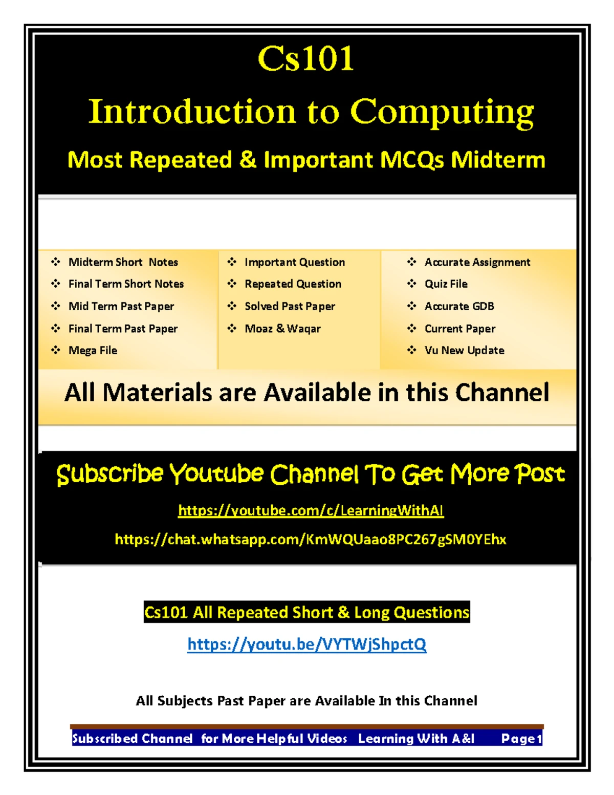 Cs101 Solved Mcqs Final Term By Junaid Cs101 Intruduction To