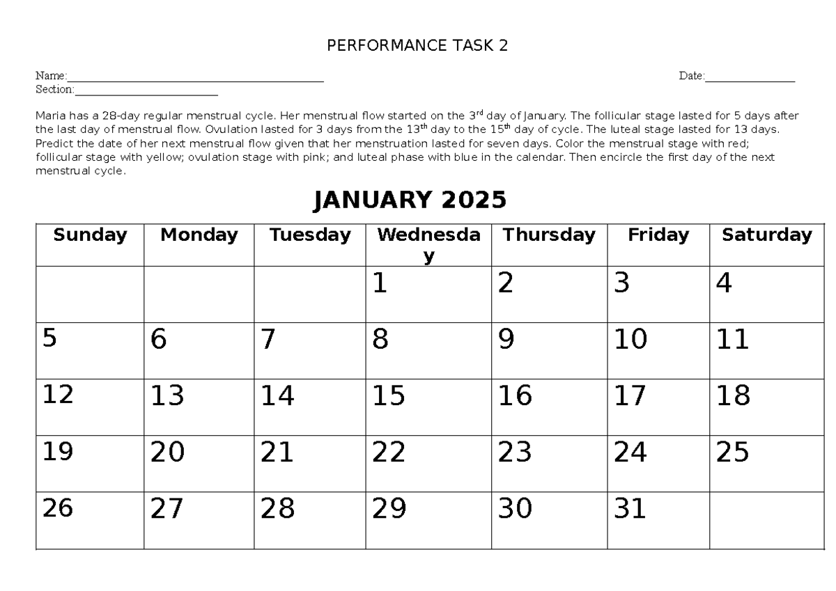 Q3-PETA-2-Menstrual-cycle - PERFORMANCE TASK 2 Name