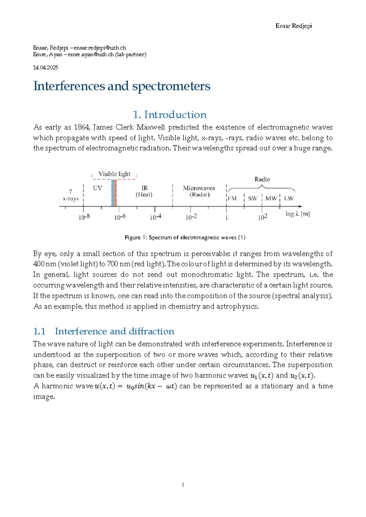 SP Lab Report: Interference and Spectrometers Analysis - Studocu
