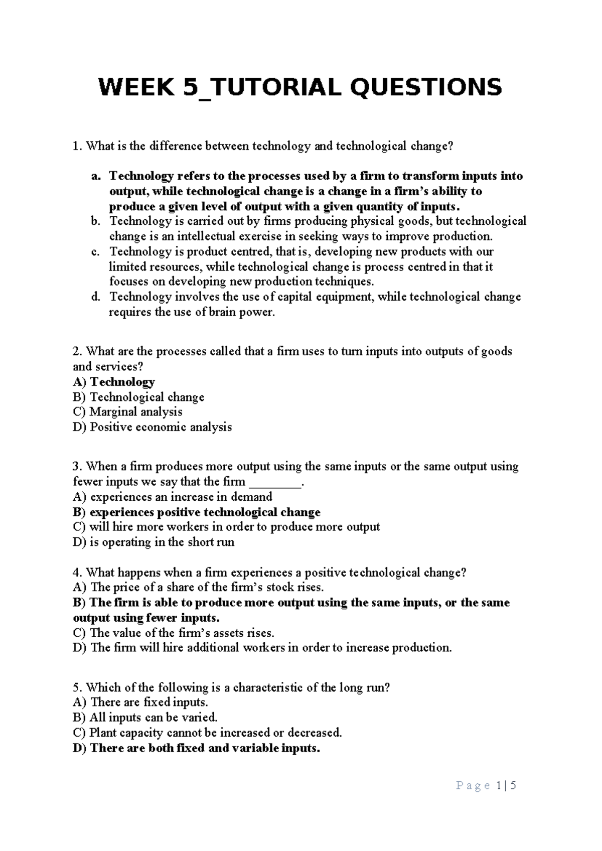 Week 5 Tutorial Questions-1 - WEEK 5_TUTORIAL QUESTIONS 1. What is the ...